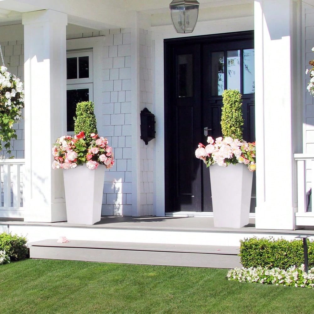 Rectangular Planters Set Of 2 Large Modern Plant Pots With Drainage ...