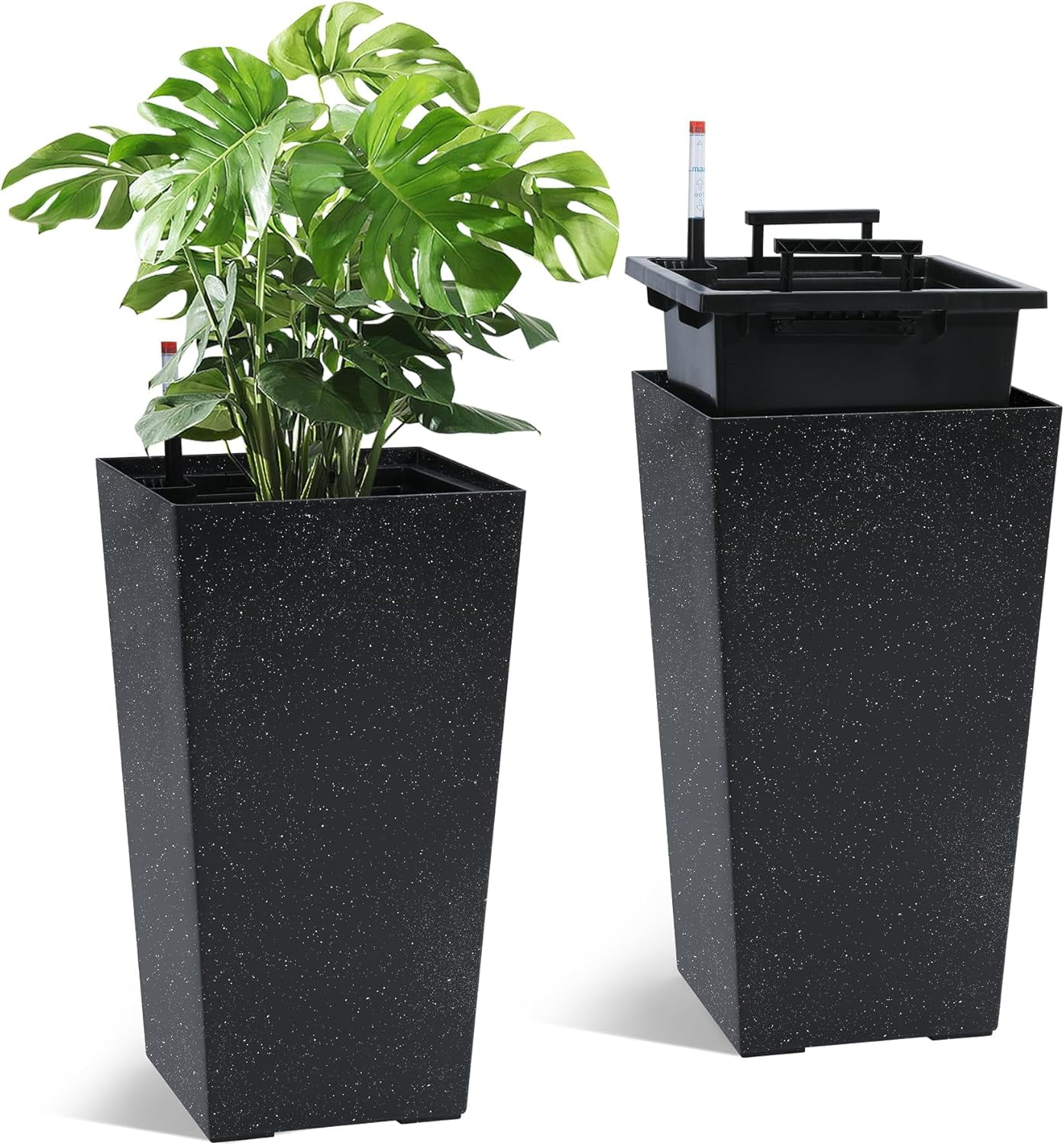 Rectangular Planters Set of 2 Large Modern Plant Pots with Drainage ...