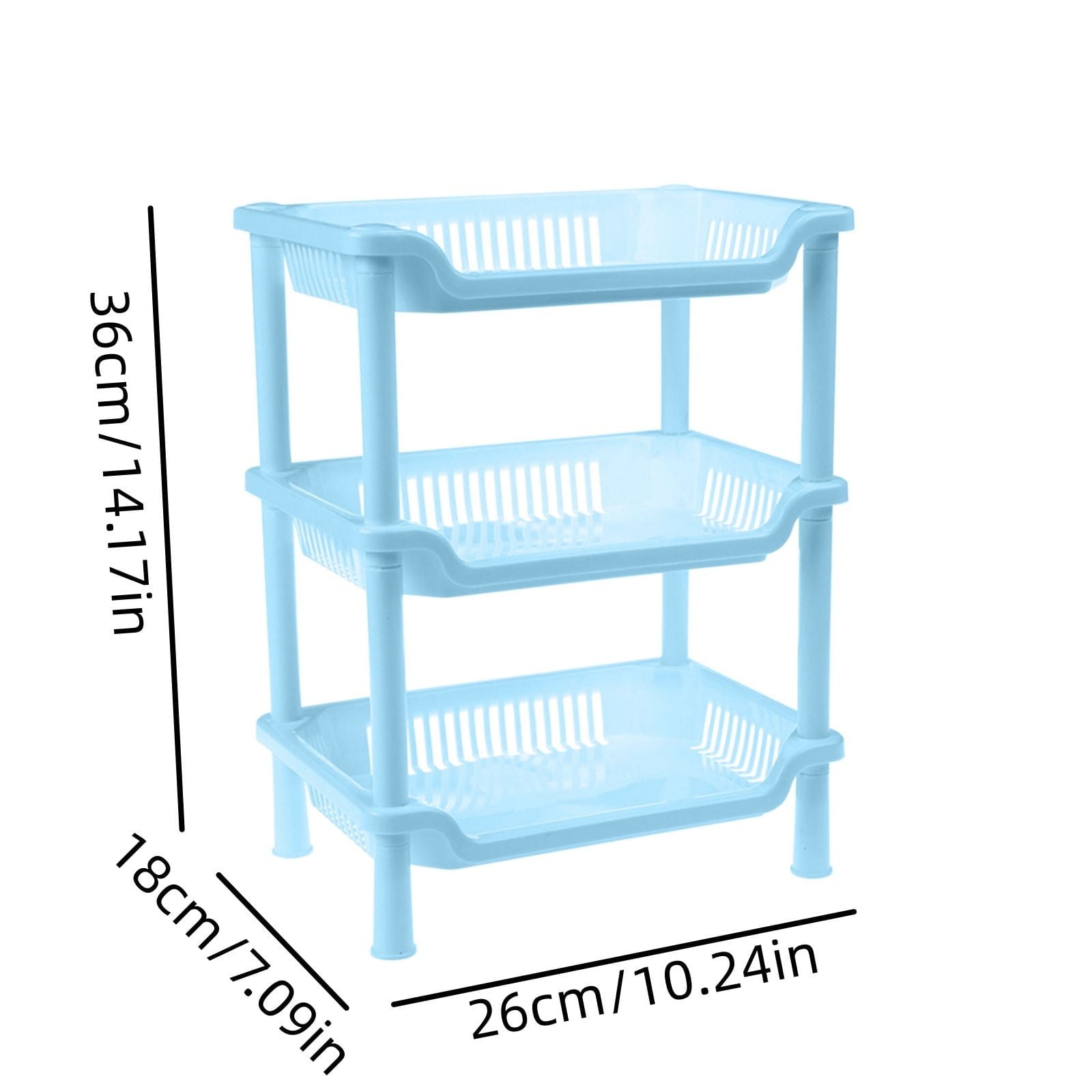 Rectangular Plastic Storage Rack, 3-Tier Bathroom Kitchen Shelf, Sturdy ...