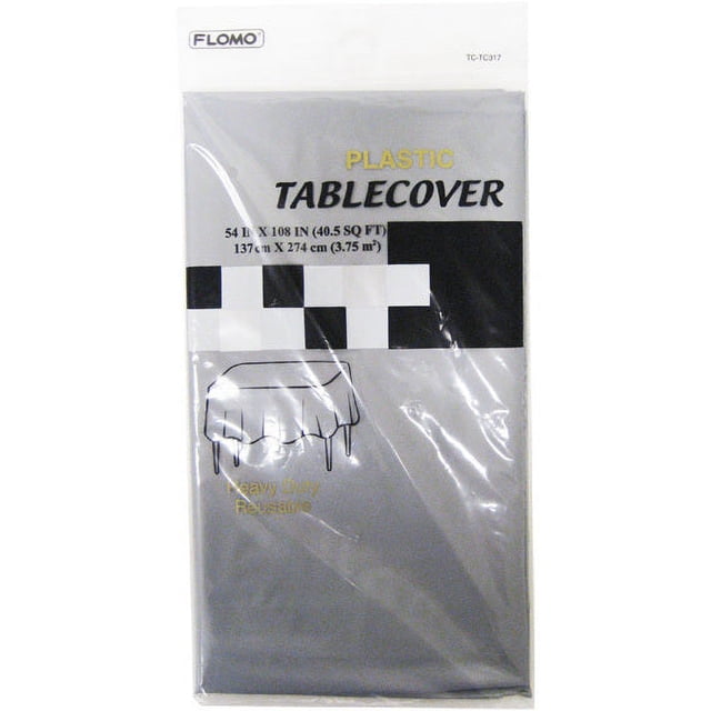 Rectangular Plastic Table Cover silver 54