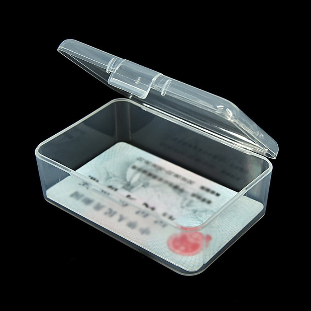 Rectangular Plastic Transparent Storage Box With Lid Non-toxic ID Card ...