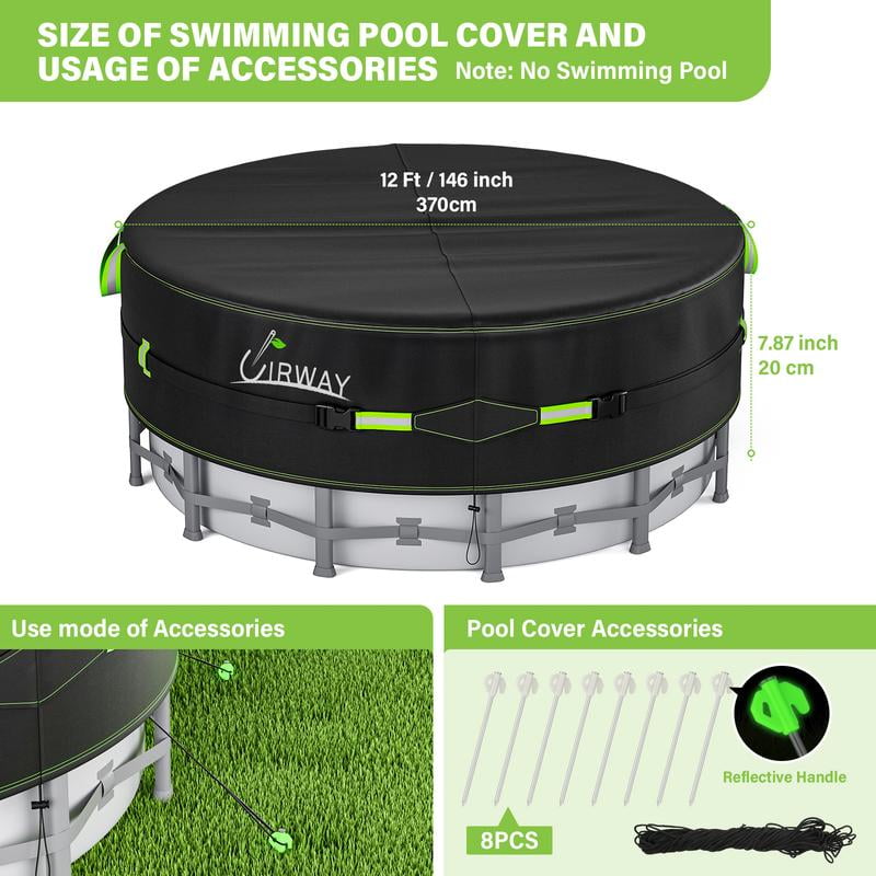 Rectangular Pool Cover with Reflective Strips for Above Ground Pool ...