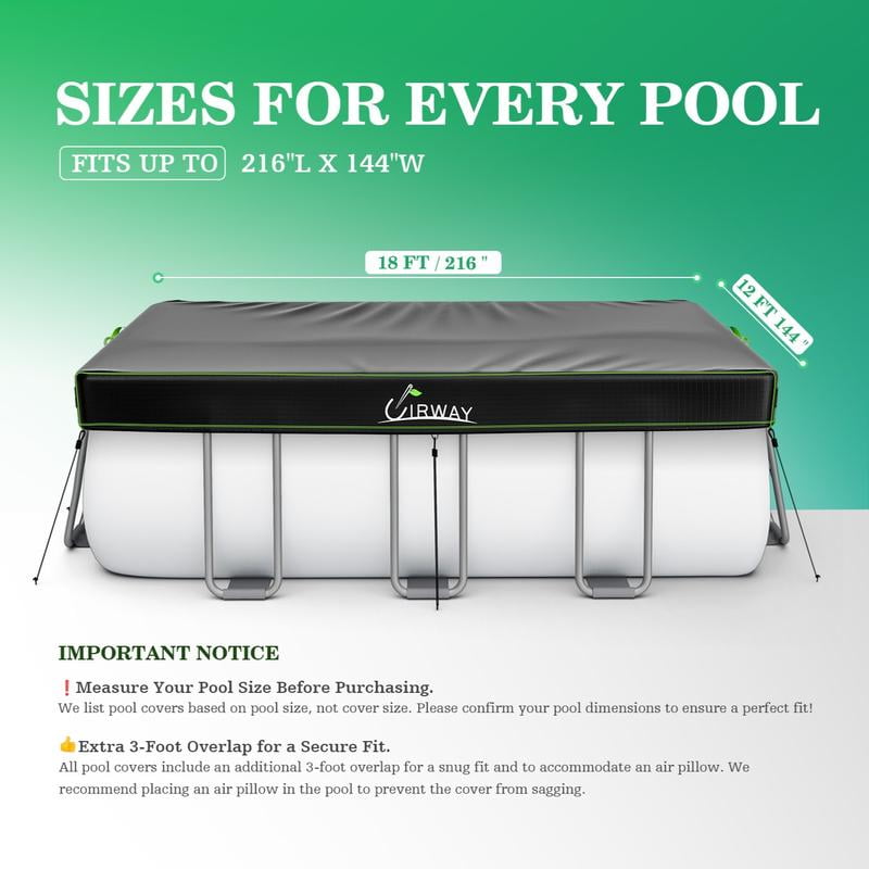 Rectangular Pool Cover with Reflective Strips for Above Ground Pool ...