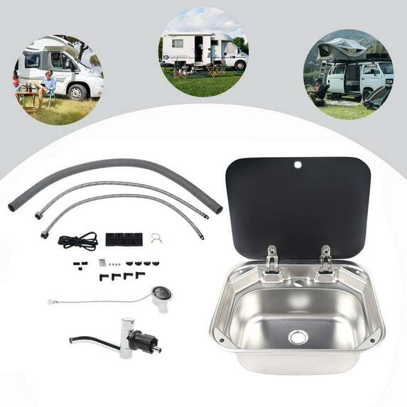 Rectangular RV Caravan Camper Hand Wash Basin Kitchen Sink Stainless ...