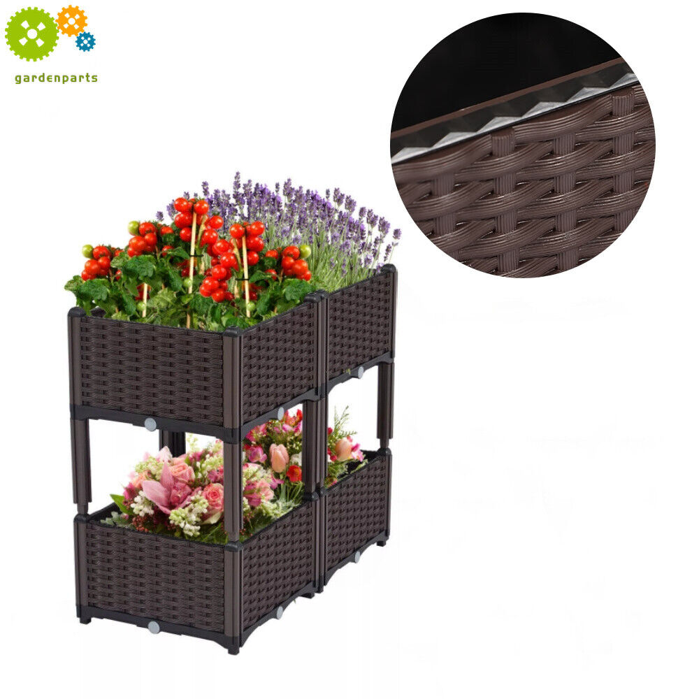 Rectangular Raised Garden Bed Elevated Flower Vegetable Grow Planter ...