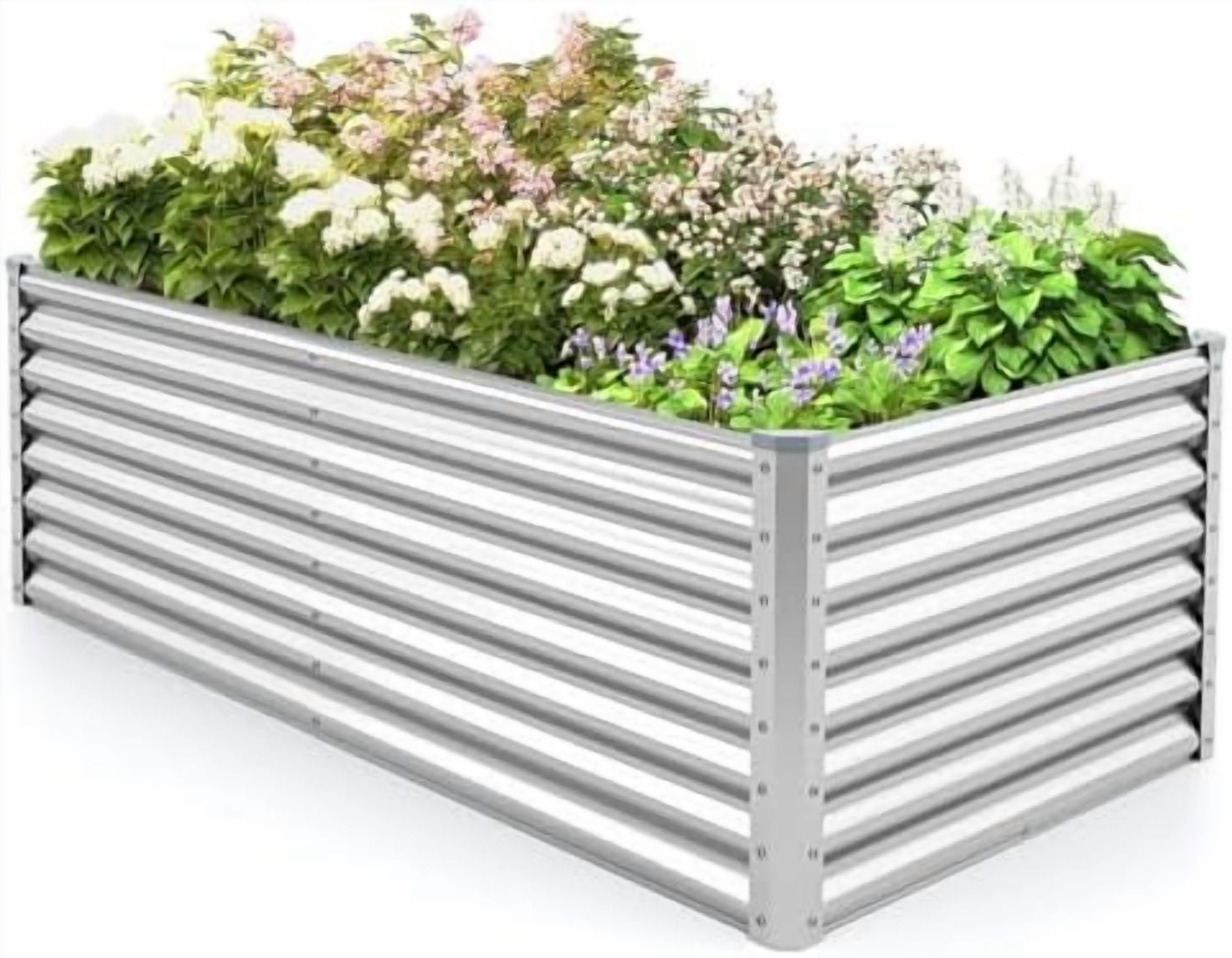 Rectangular Raised Garden Bed, Galvanized Garden Planter with Open ...