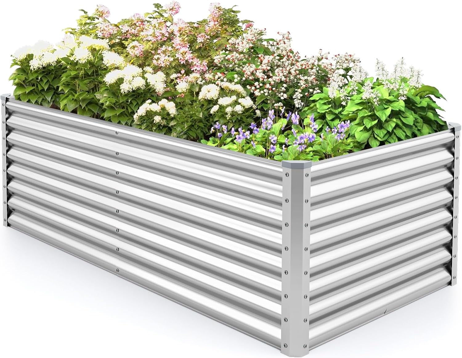 Rectangular Raised Garden Bed, Galvanized Garden Planter with Open ...