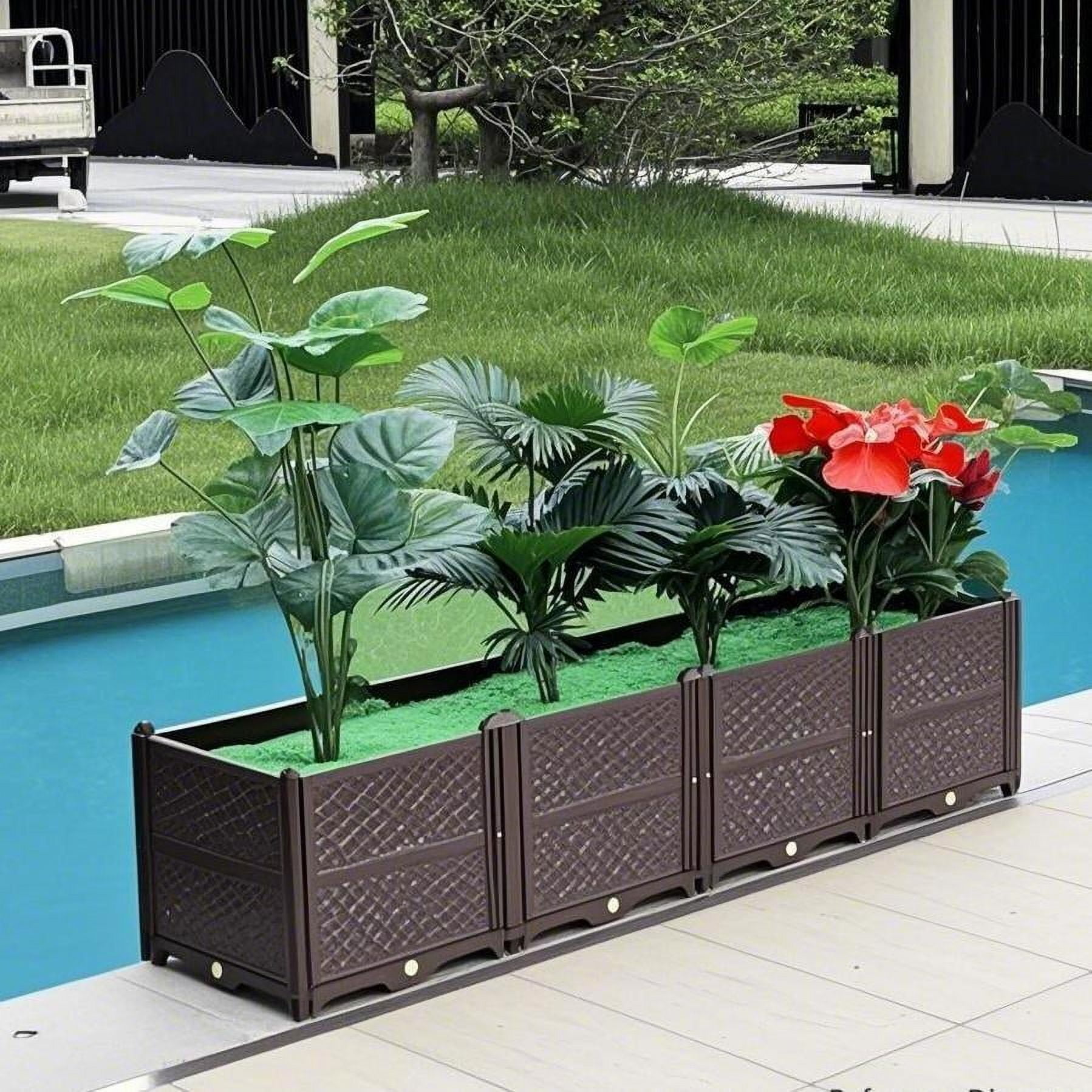 Rectangular Raised Garden Bed Kit Indoor Outdoor Plastic Planter Grow ...