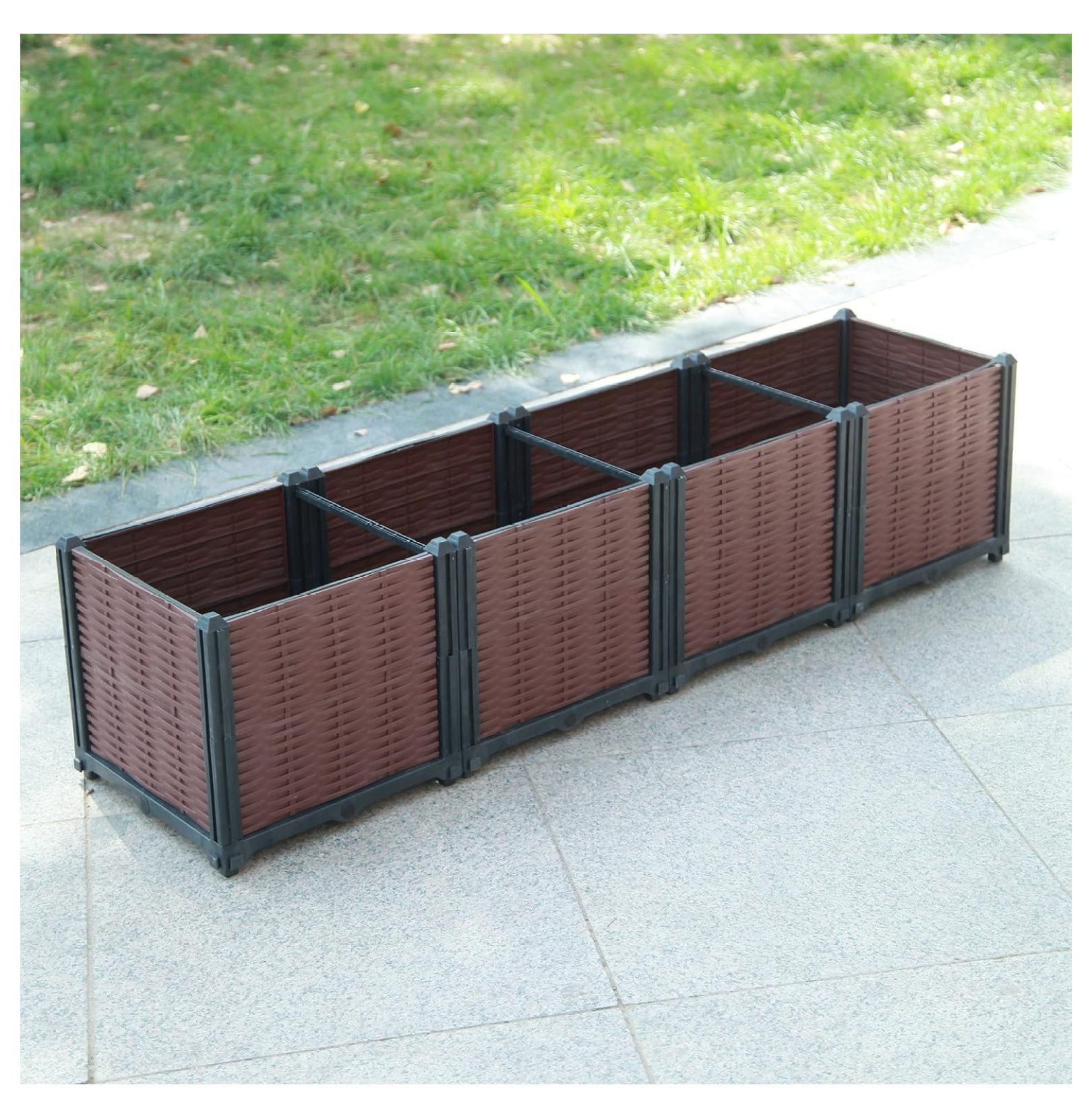 Rectangular Raised Garden Bed Kit Indoor Outdoor Plastic Planter Grow ...