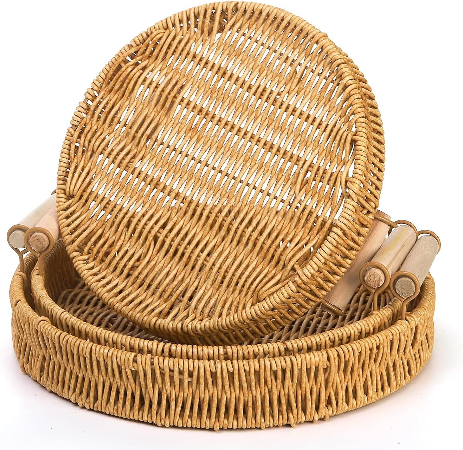 Rectangular Rattan Serving Trays with Handles, Small Decorative Woven ...