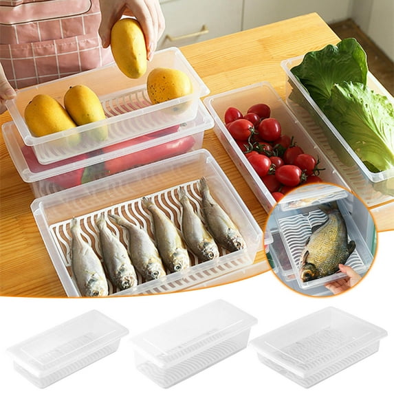 Rectangular Refrigerator Storage Container Food Grade Plastic Sealed ...