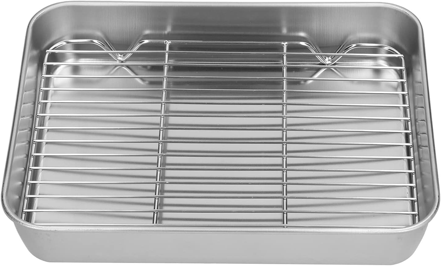 Rectangular Roasting Pan with Baking Rack, Stainless Steel (26.5 * 20.5 ...