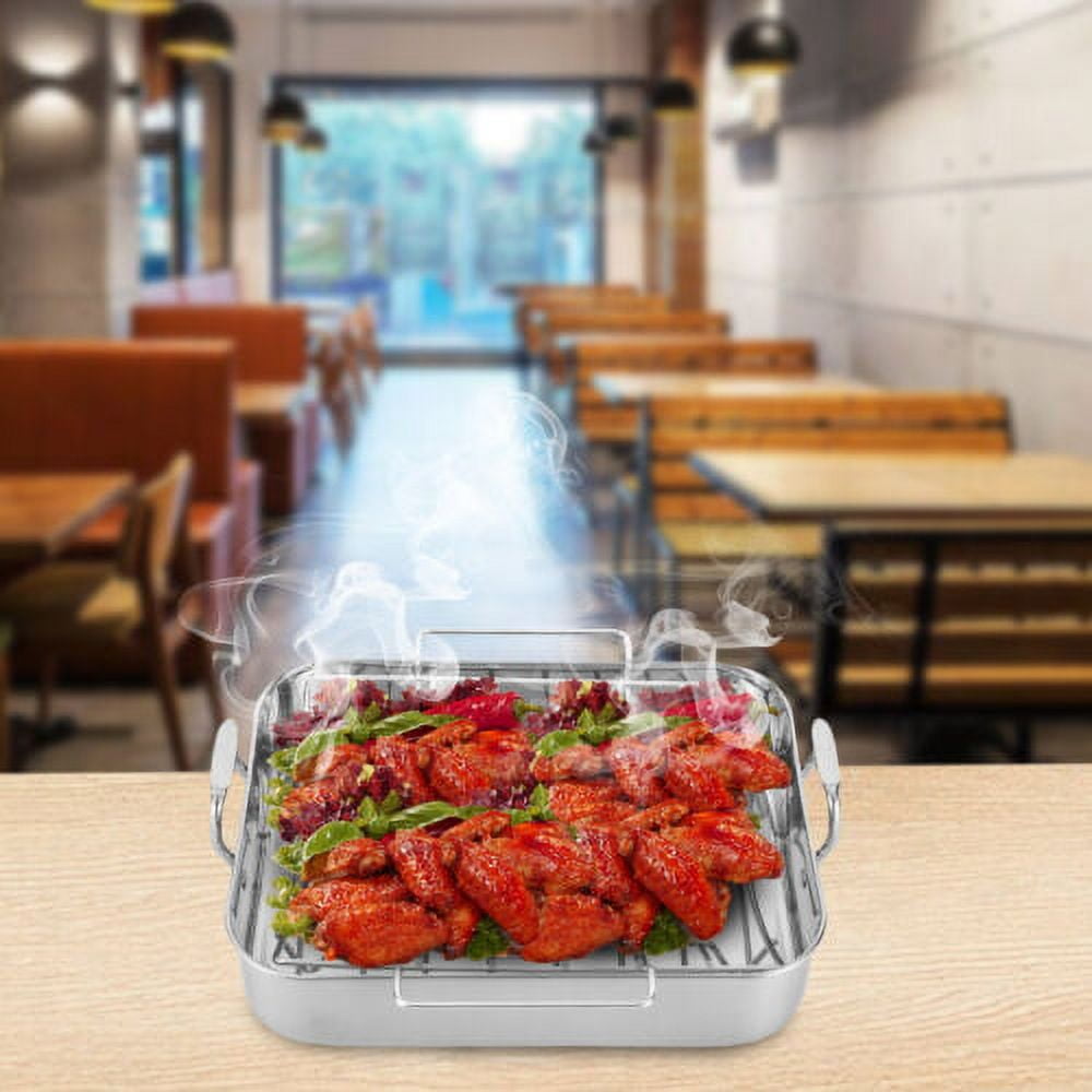 Rectangular Roasting Pan with Rack Stainless Steel Turkey Roaster Pan ...