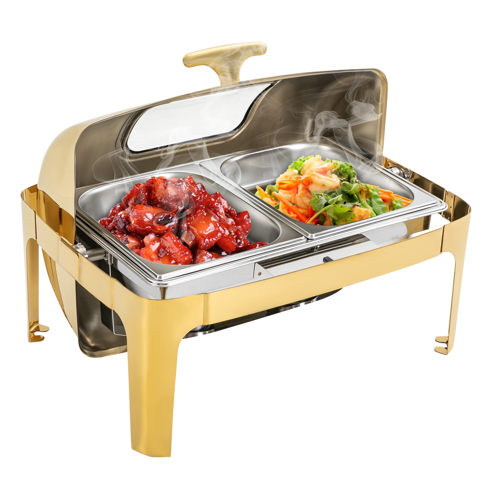 Rectangular Roll Top Chafing Dish, Food Warmer with 2 Food Pans ...