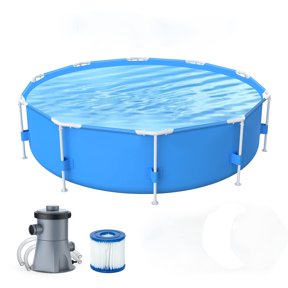 Naipo 10FT Circular Above Ground Swimming Pool, Metal Frame, Quick ...