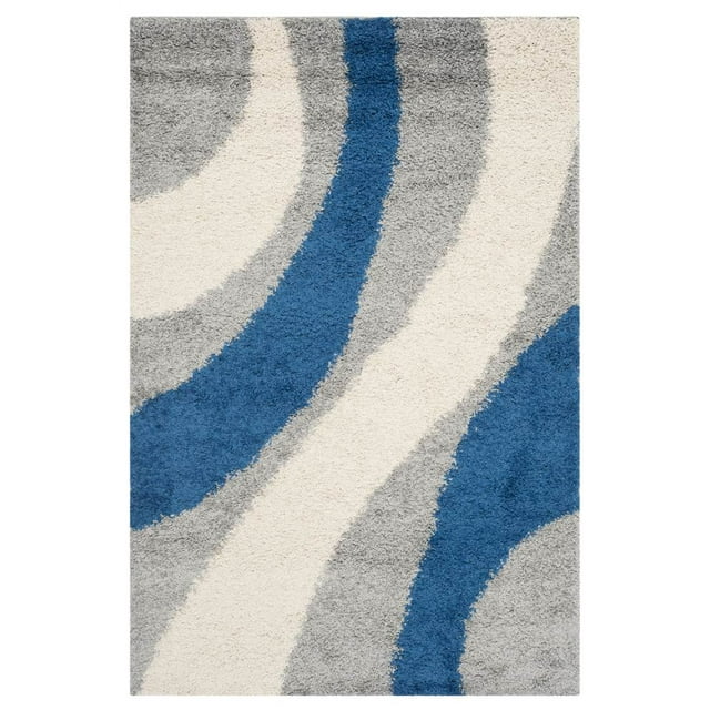 Rectangular Shag Area Rug in Gray and Blue (7 ft. 6 in. L x 5 ft. 3 in ...