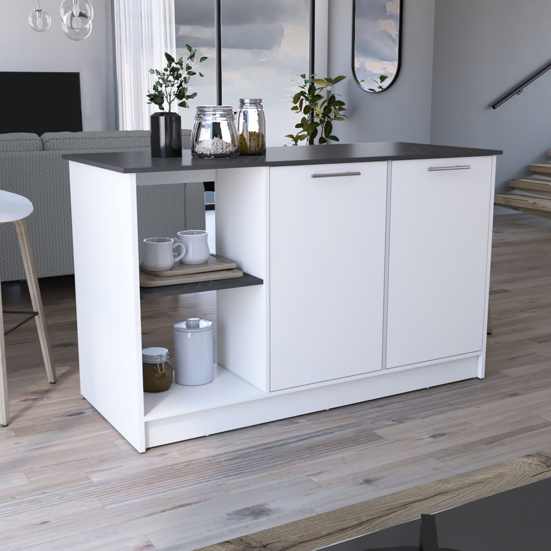 Rectangular Shape Island - Double Door Storage Unit - Dining Room ...