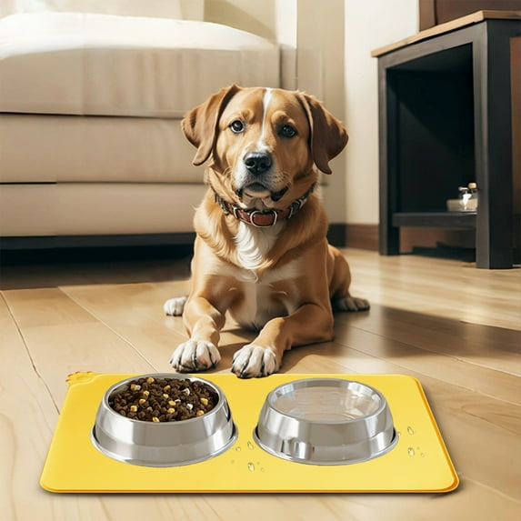 Rectangular Silicone Pet Mat for Cats Dogs, Spill Proof Non-Slip Slow ...