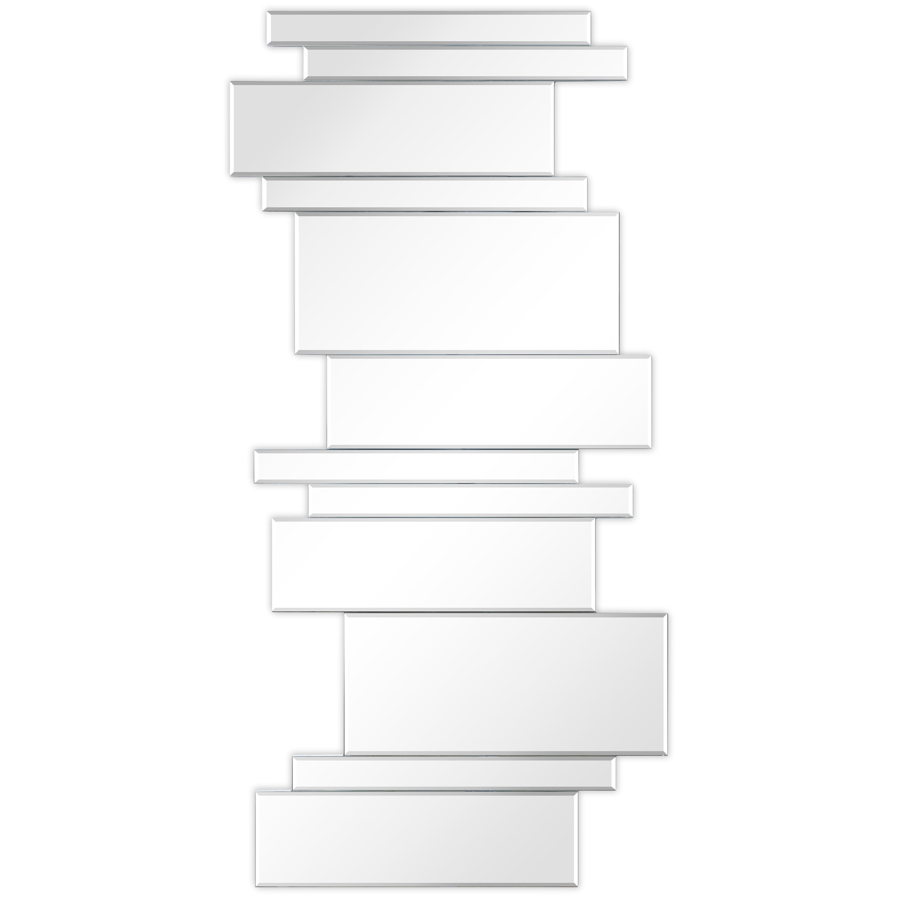 Rectangular Silver Multipaneled Zigzags Beveled Wall Mirror - Walmart.com