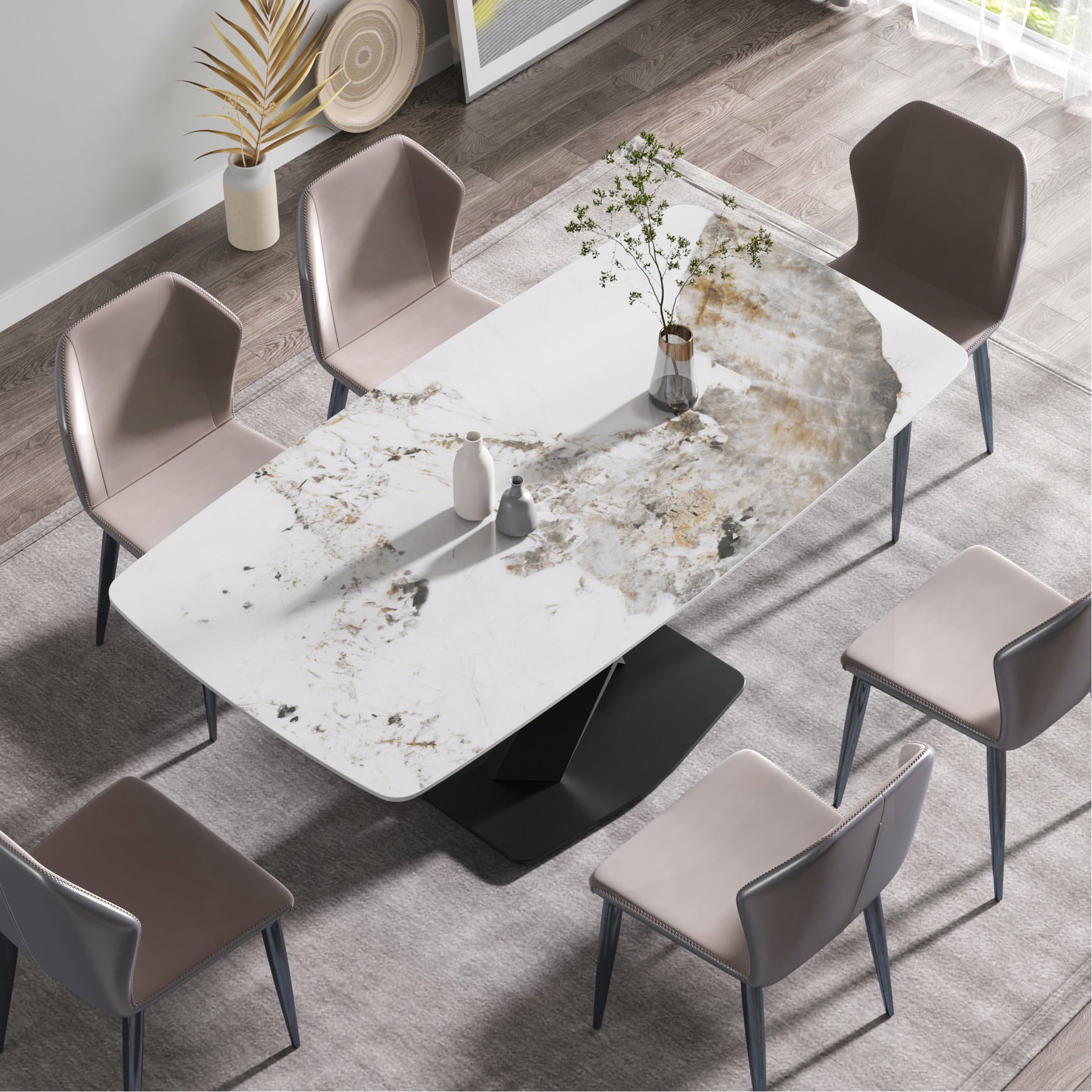 Rectangular Sintered Stone Dining Table - Hard Surface, Easy to Wipe ...