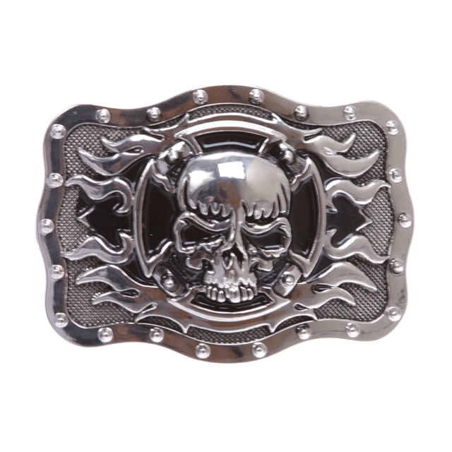 Rectangular Skull with flame Cross Buckle - Walmart Business Supplies