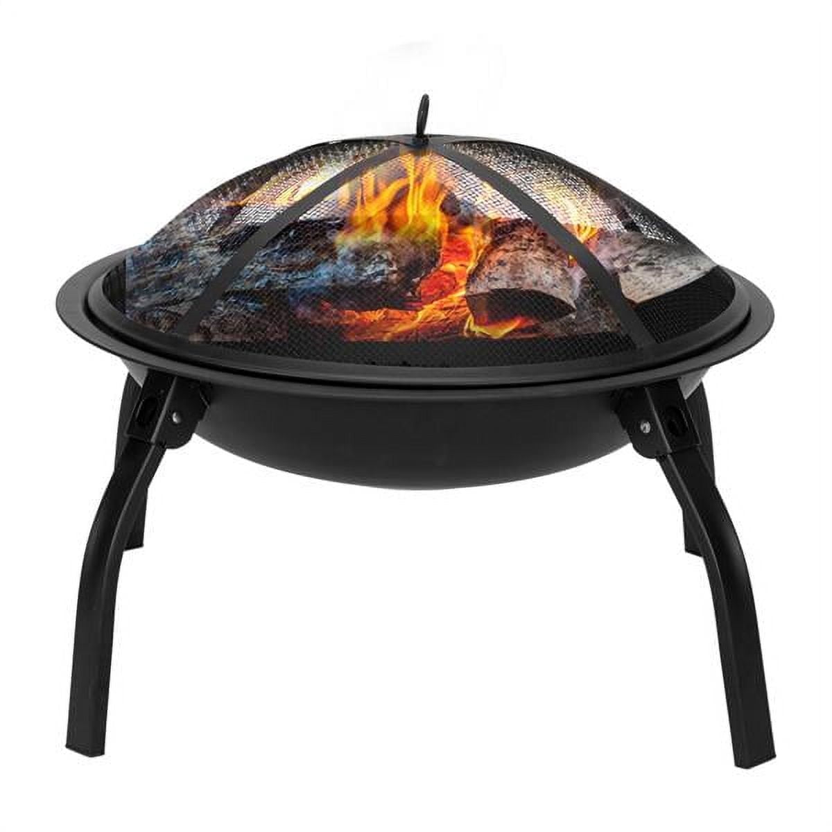 Round Small Outdoor Portable Fire Pit Portable BBQ Party Pit with Iron ...