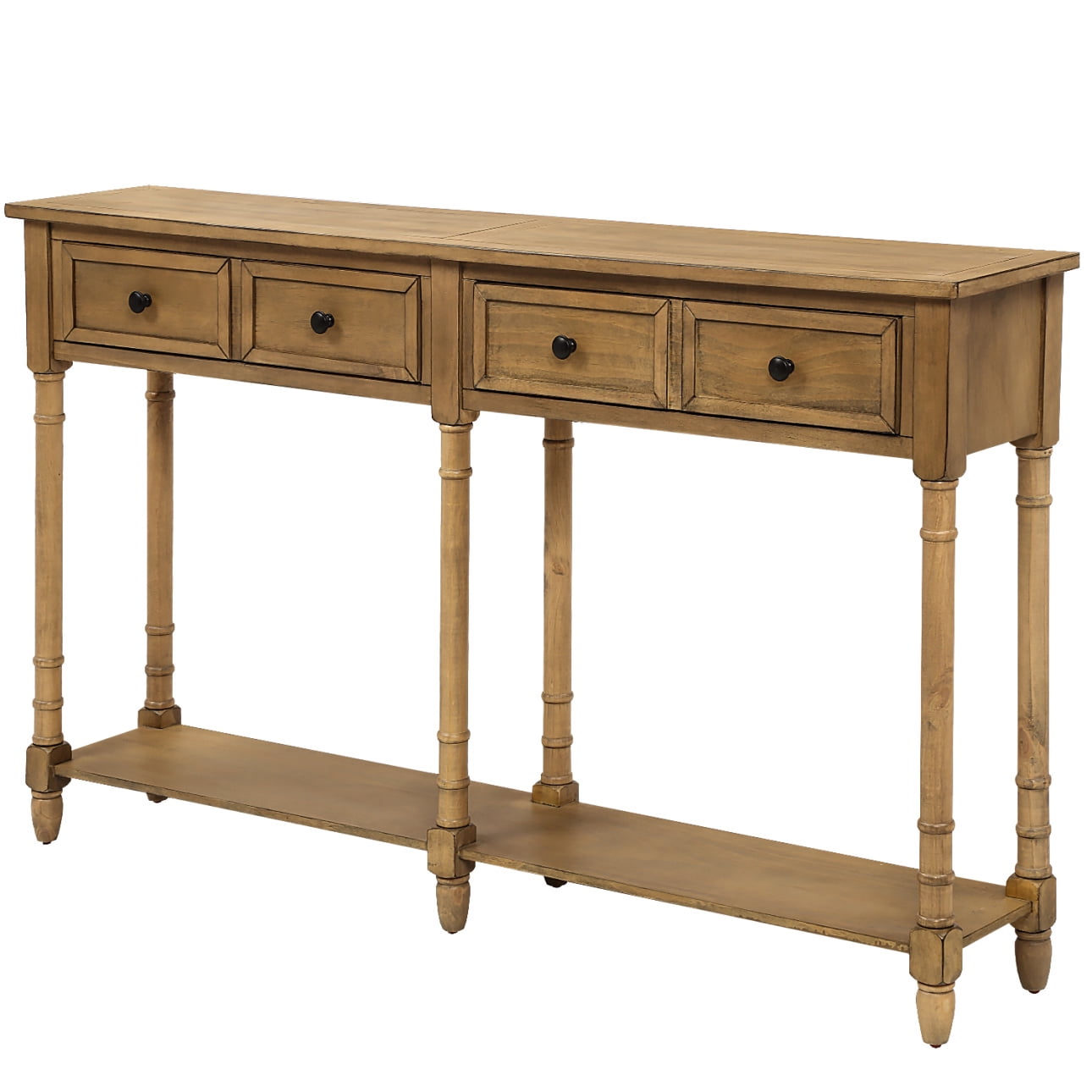 Rectangular Solid Wood Console Table, Rustic Entryway Table with 2 ...