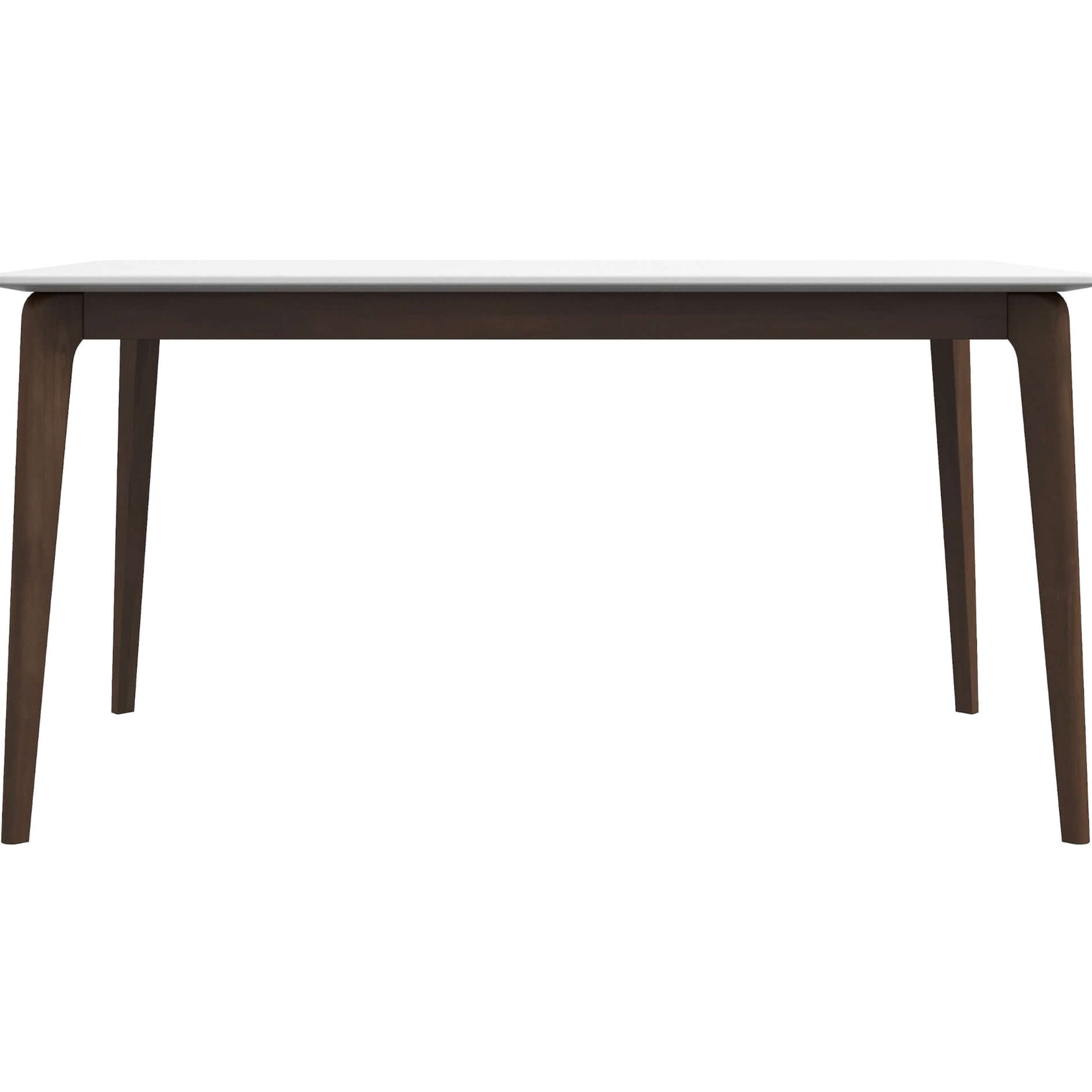 Rectangular Solid Wood Dining Table With White Top And Walnut Legs, Mid ...