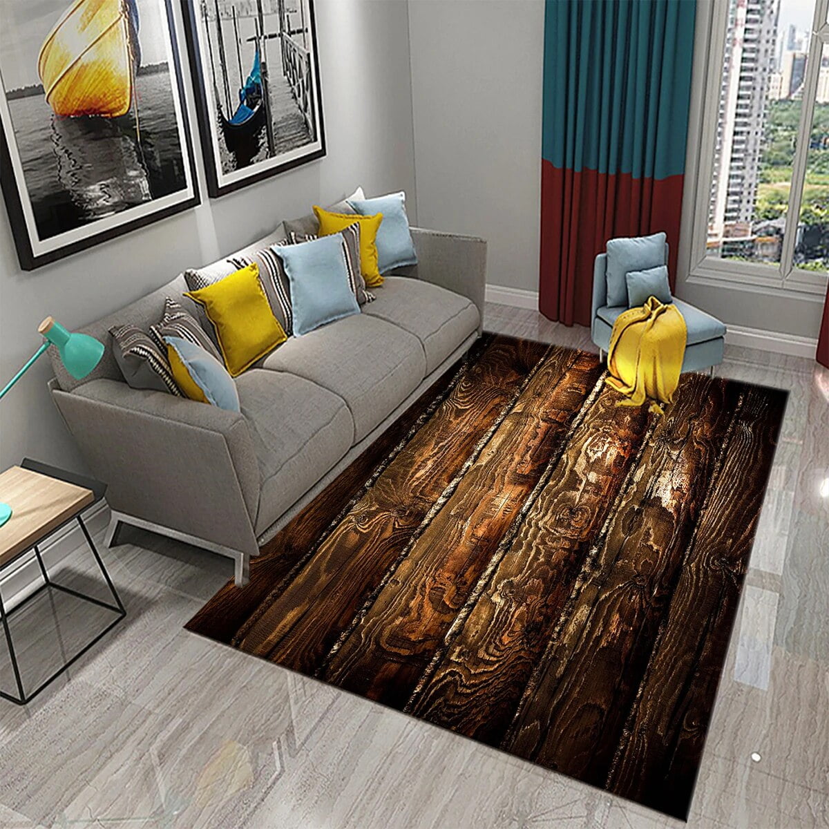 Rectangular Staggered 3d Planks Carpet Geometric Wood Grain Mats ...