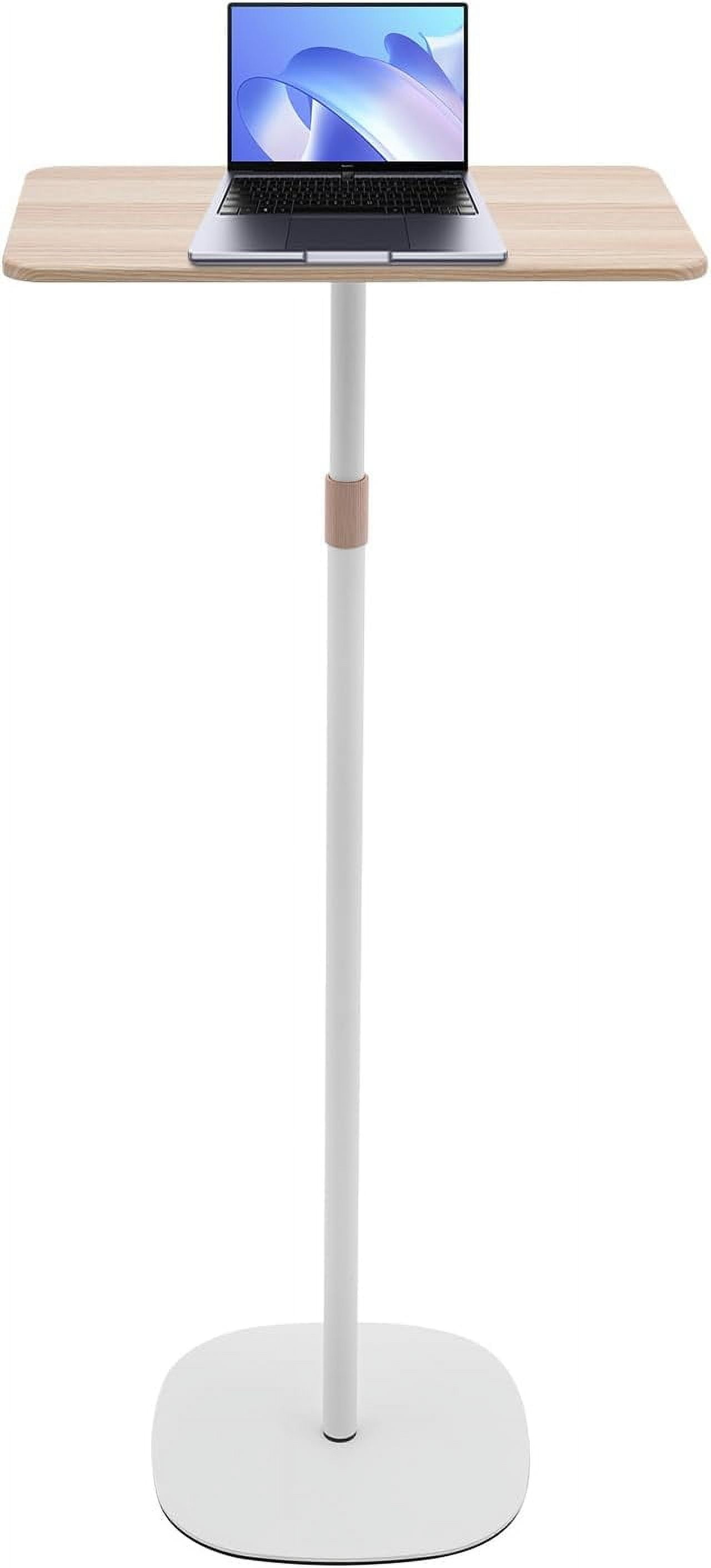 Rectangular Standing Adjustable Height Mobile with Wooden Top Pedestal ...