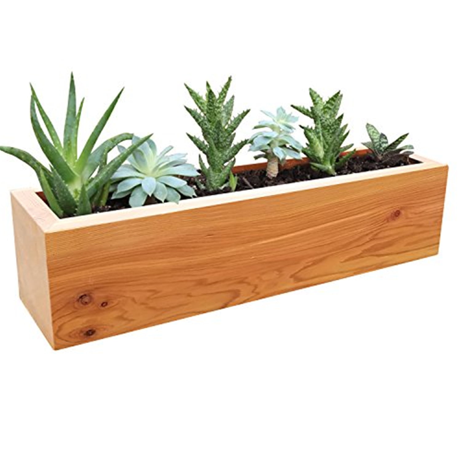 Gronomics 16” x 4” x 4” Rectangle Red Cedar Wood Planter with Drainage ...