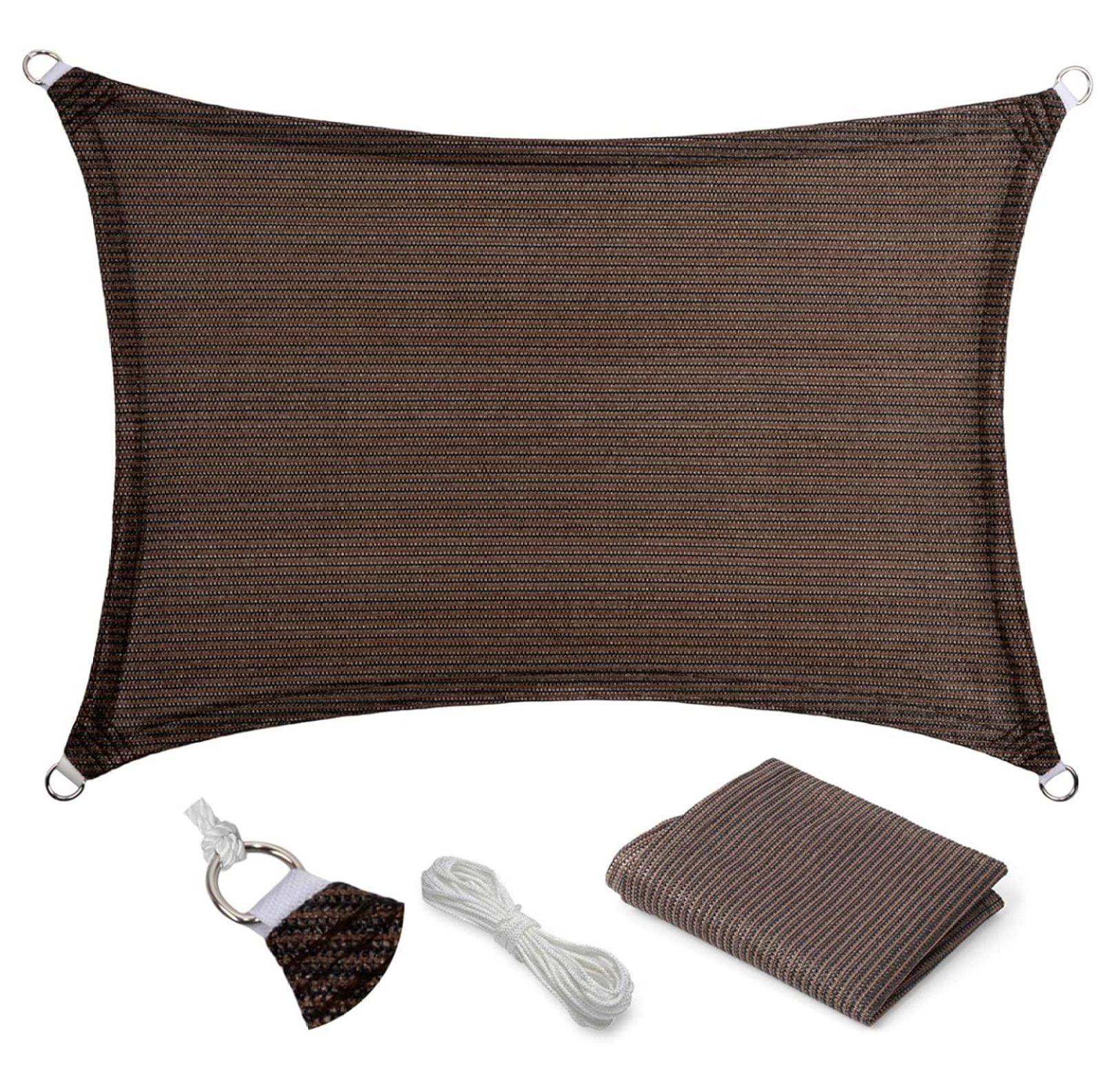 Rectangular Sun Shade Sail UV-Blocking Outdoor Canopy Patio 10' X 14 ...