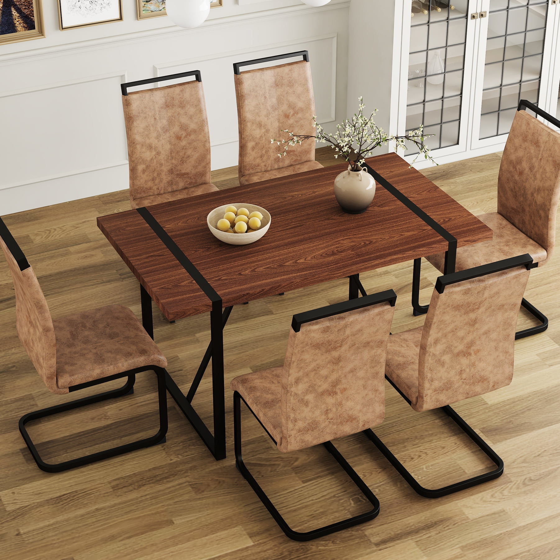 Rectangular Table And Chair - Retro Minimalist Look With Black Metal ...