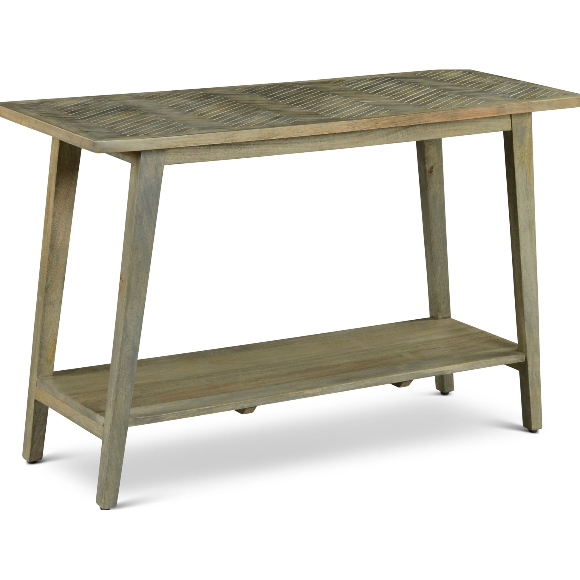 Rectangular Table Brown - Solid Wood Herringbone Inlaid Tabletop, Made ...