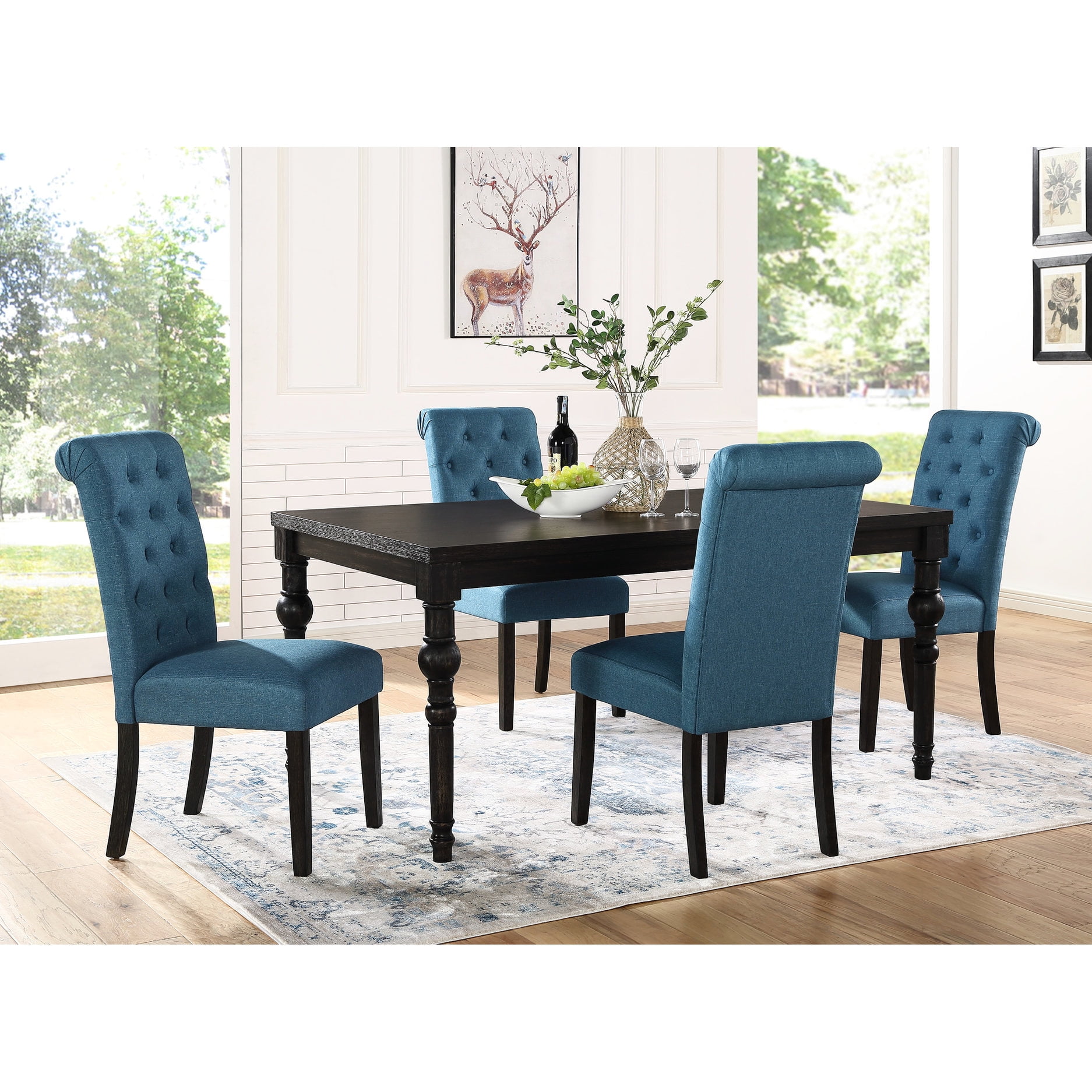Rectangular Table and 4 Chairs Dining Set | Used in the Dining Room | Crafted from Rubberwood ...