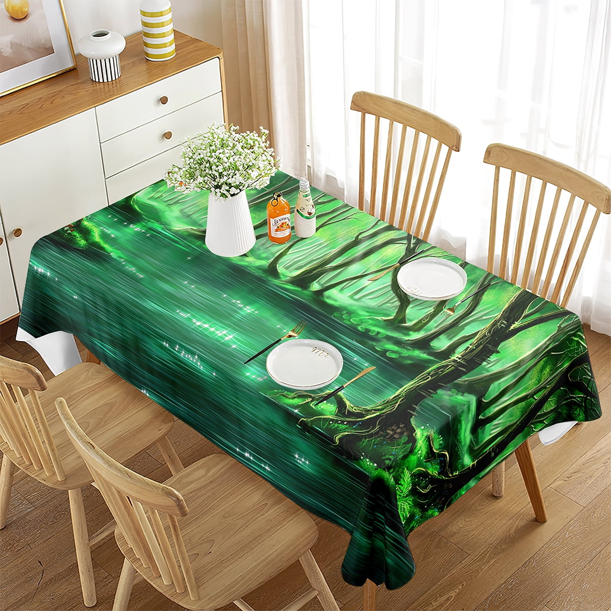 Rectangular Tablecloth Magic Forest Wonderland Fairy Tales r Kitchen ...