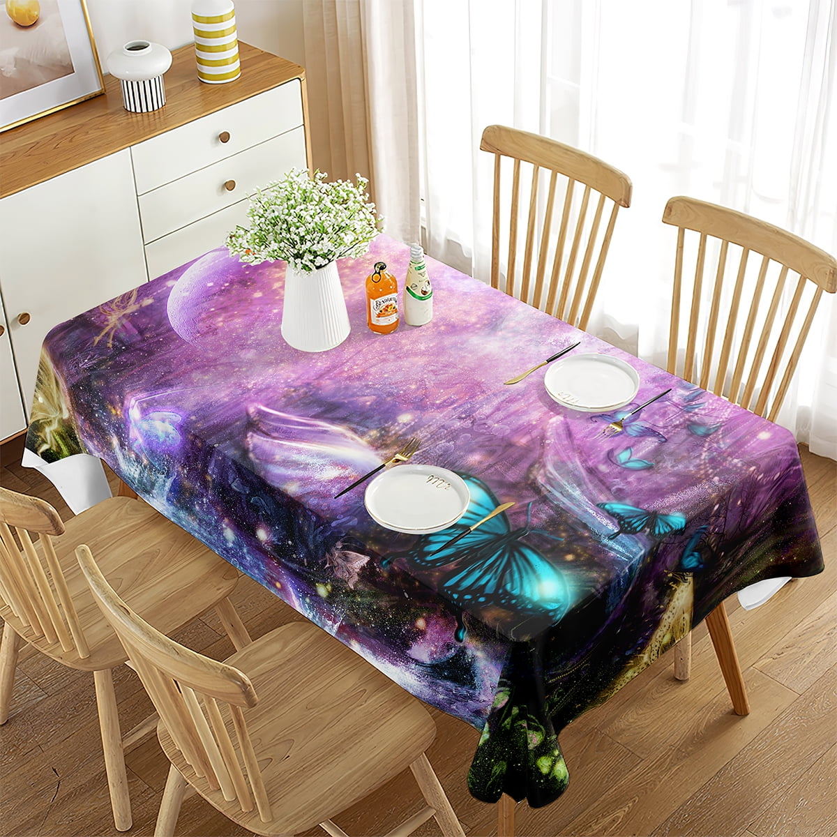Rectangular Tablecloth Magic Forest Wonderland Fairy Tales r Kitchen ...