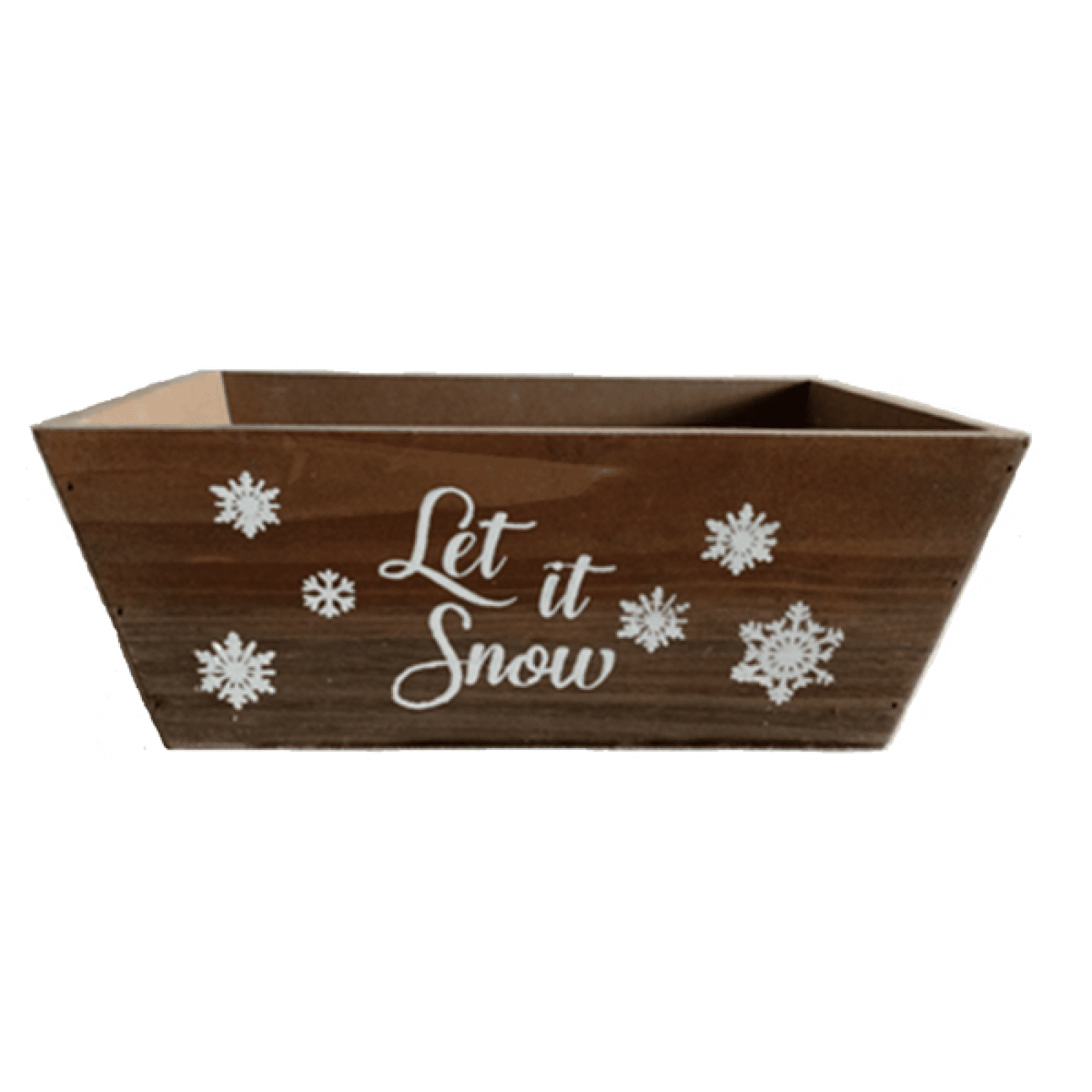 Rectangular Tapered With Text Let It Snow Wood Crate - Walmart.com