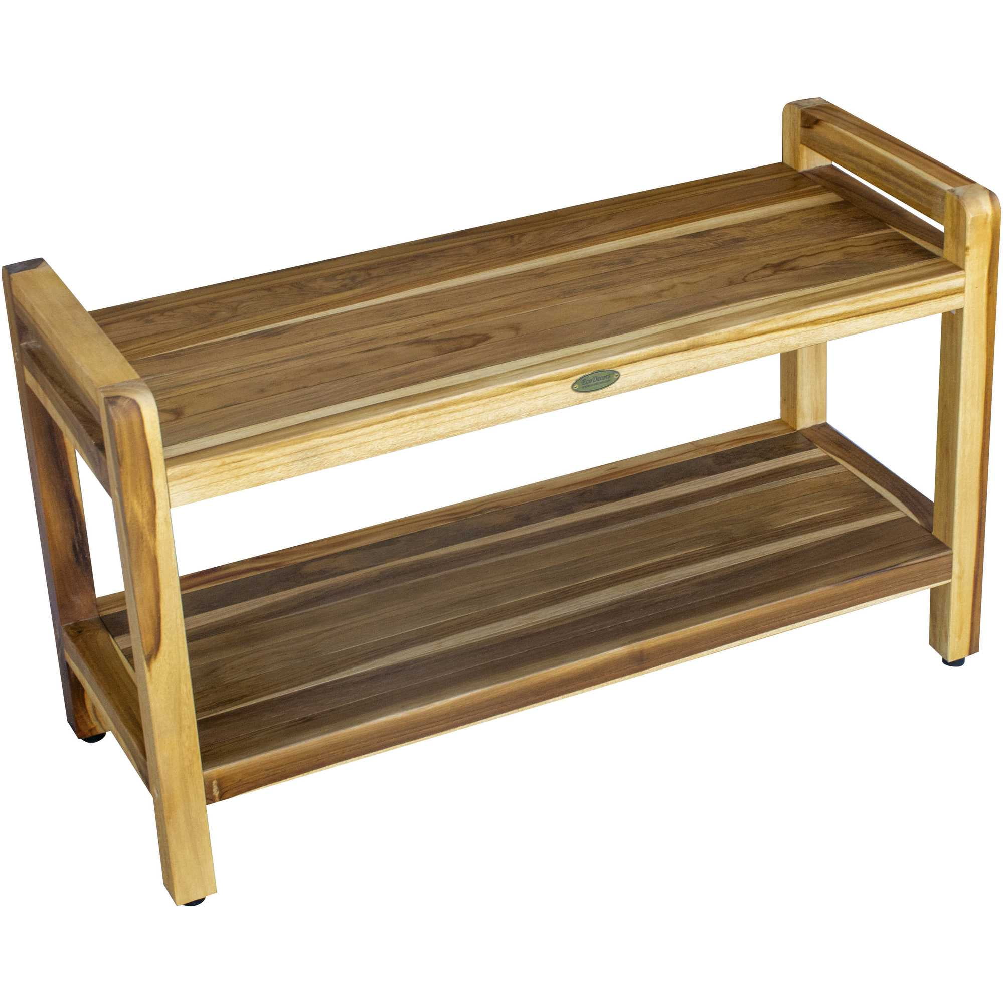 Rectangular Teak Shower Bench with Handles in Natural Finish - Walmart.com