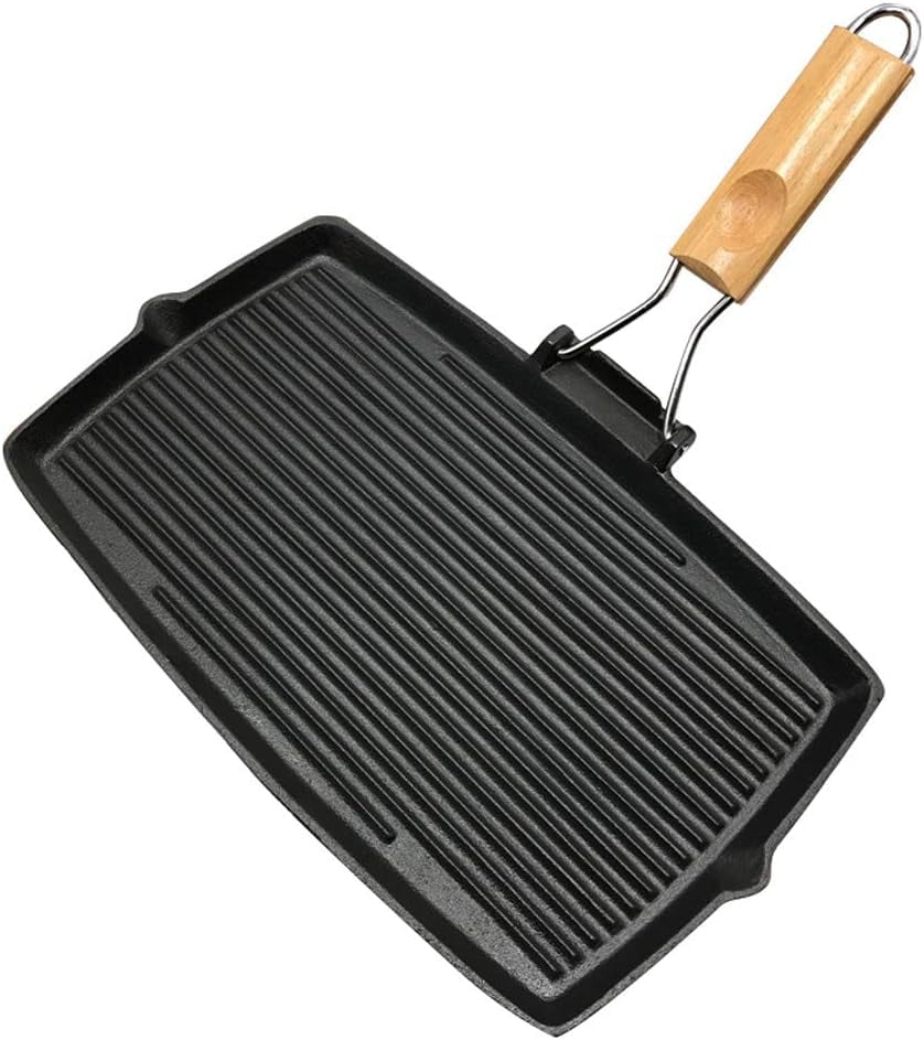 Rectangular Thick Cast Iron Skillet Bbq Grill Pan Stripe Steak Pot ...