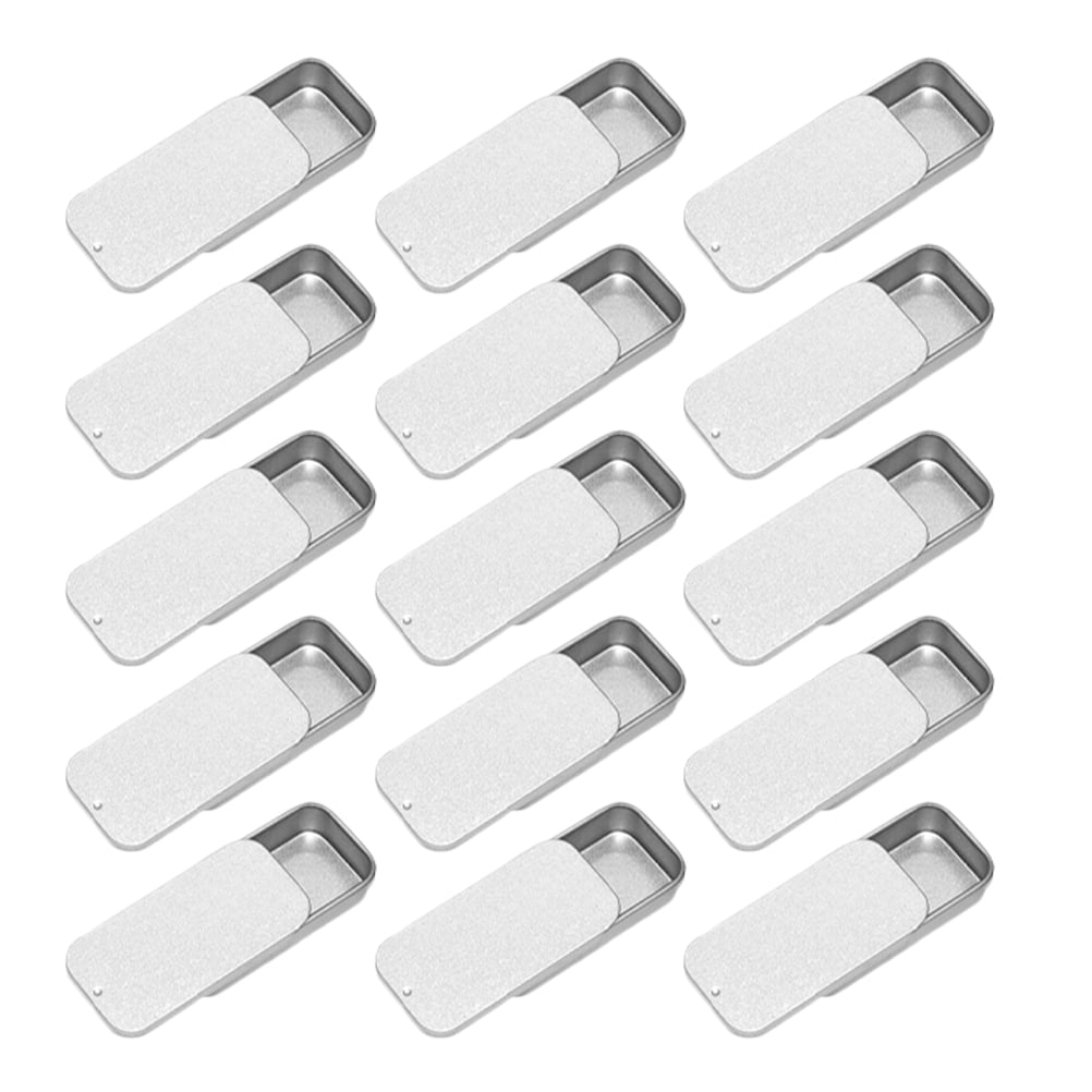 FENGGUIQU Rectangular Metal Tin Box Silver 18Pack 2.4x1.3x0.4In ...