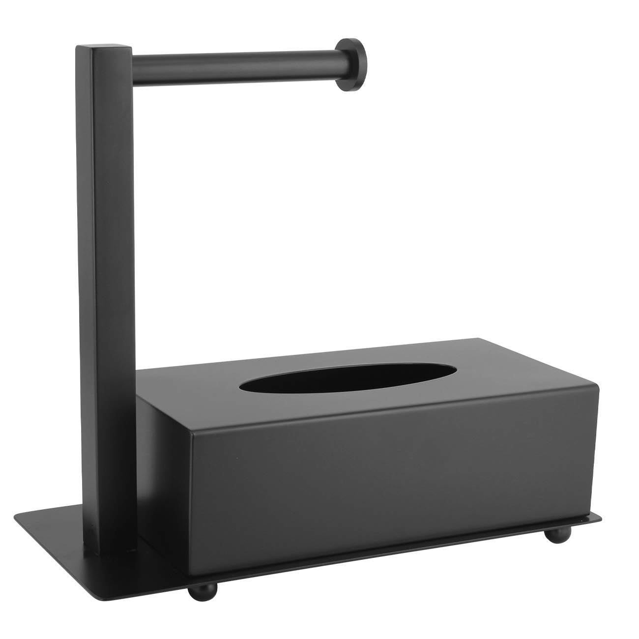 Rectangular Tissue Box Cover with Toilet Paper Holder - Matte Black ...