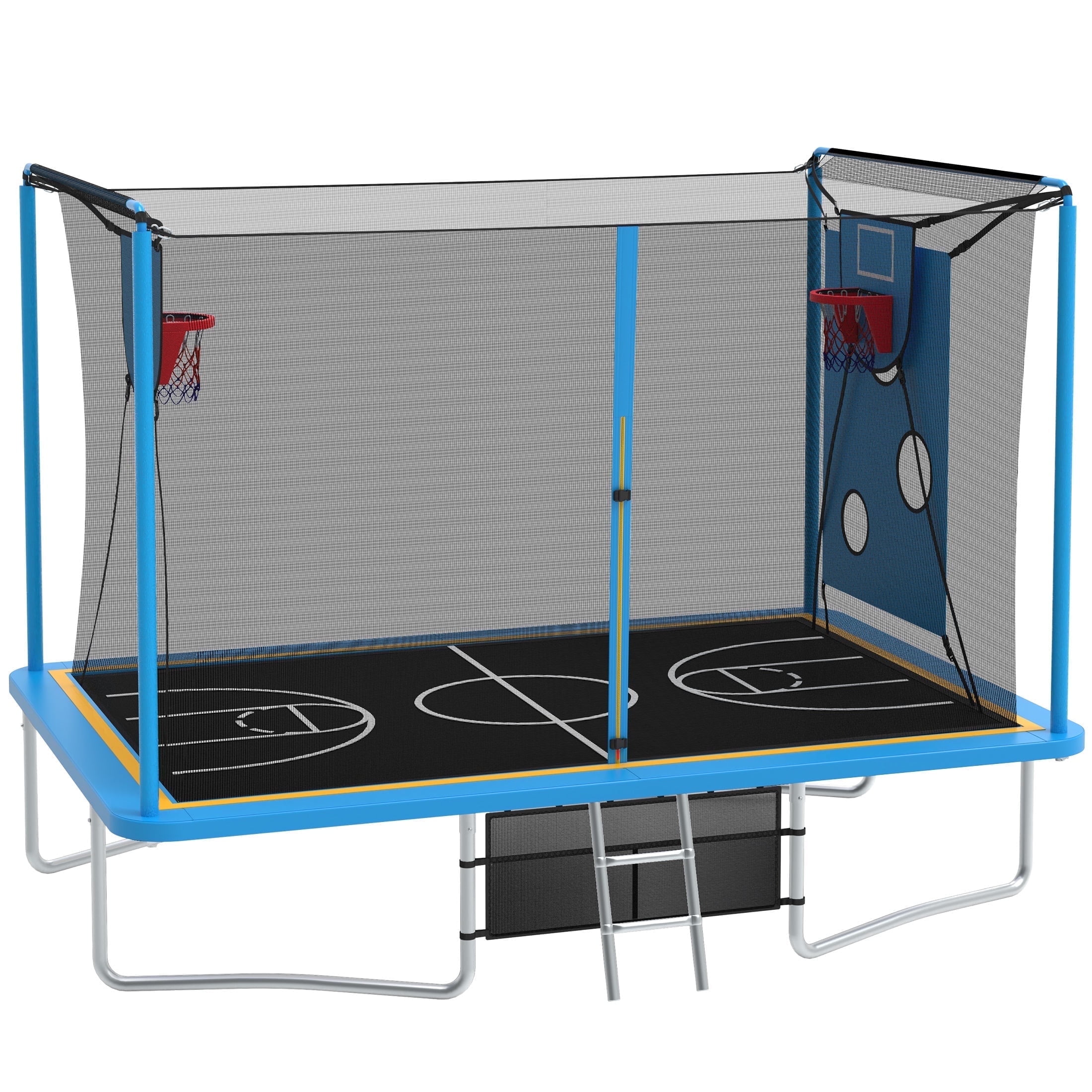 Rectangular Trampoline with Basketball Hoop, SEGMART Big Outdoor ...