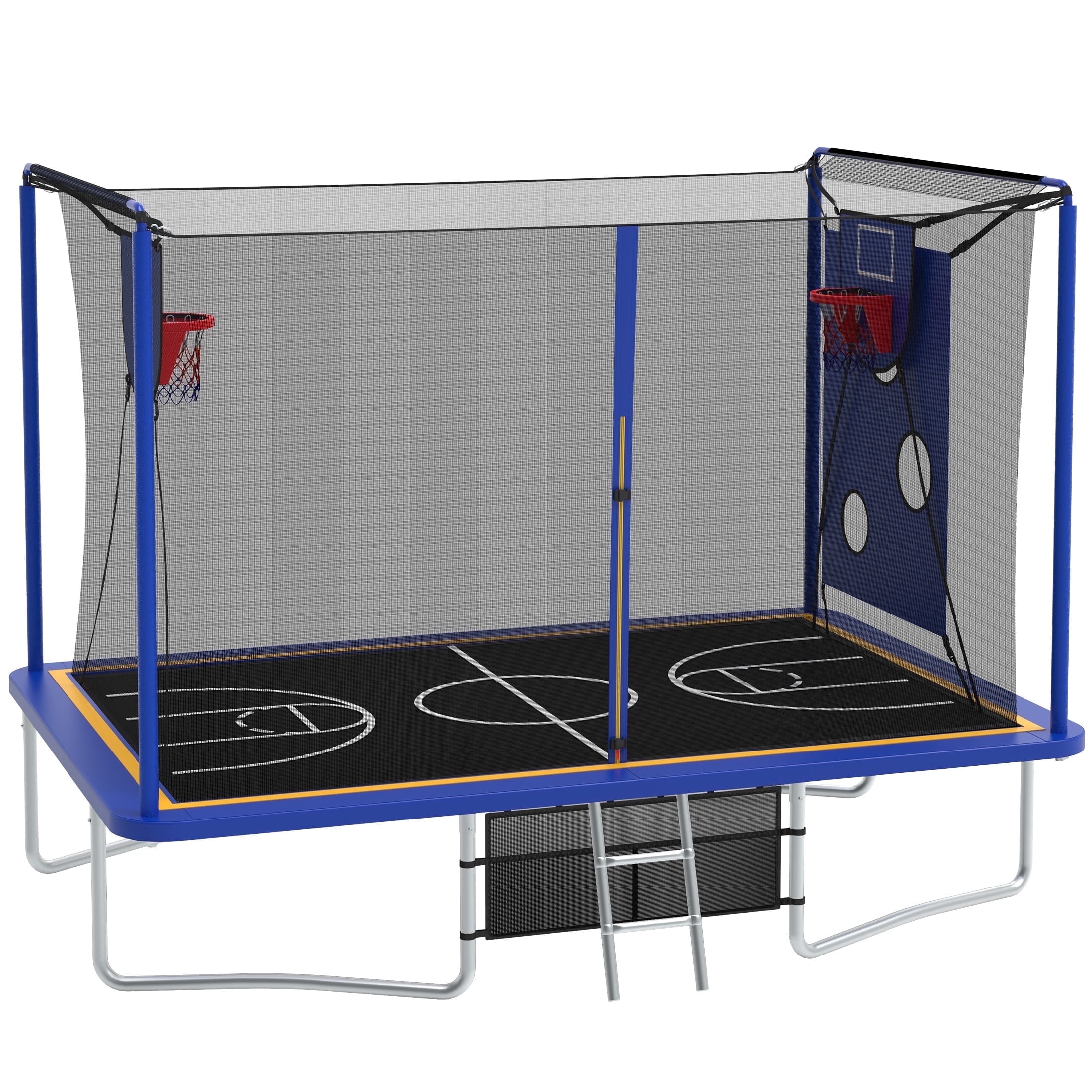 Rectangular Trampoline with Basketball Hoop, SEGMART Big Outdoor ...