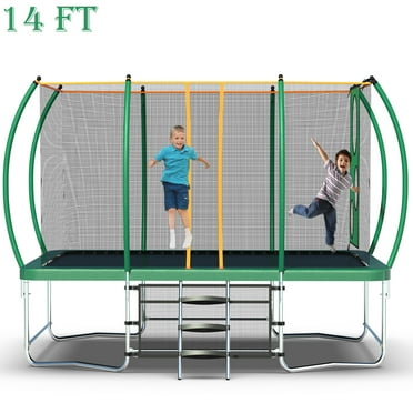 Jumpking Rectangle 10 x 14' Trampoline, with Enclosure, Blue/Yellow ...