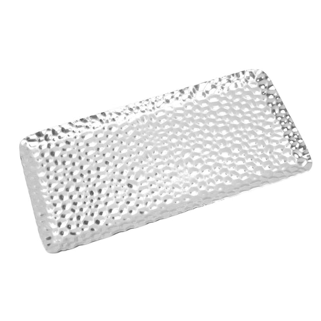 Rectangular Tray, Stainless Steel Hammered Tray For Bathroom Silver ...
