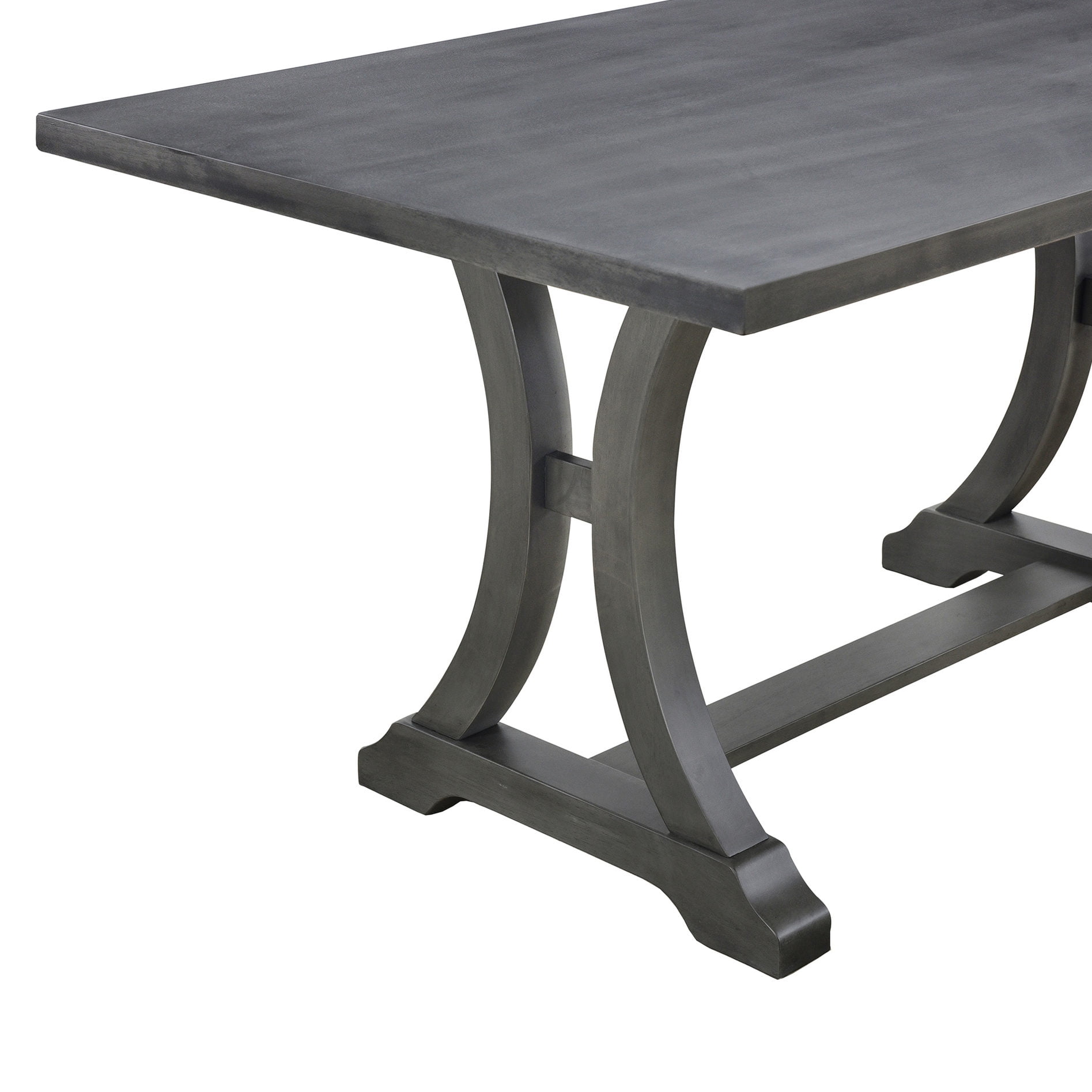 Rectangular Trestle Dining Table Set with 4 Chairs and Bench - 6 Pieces ...