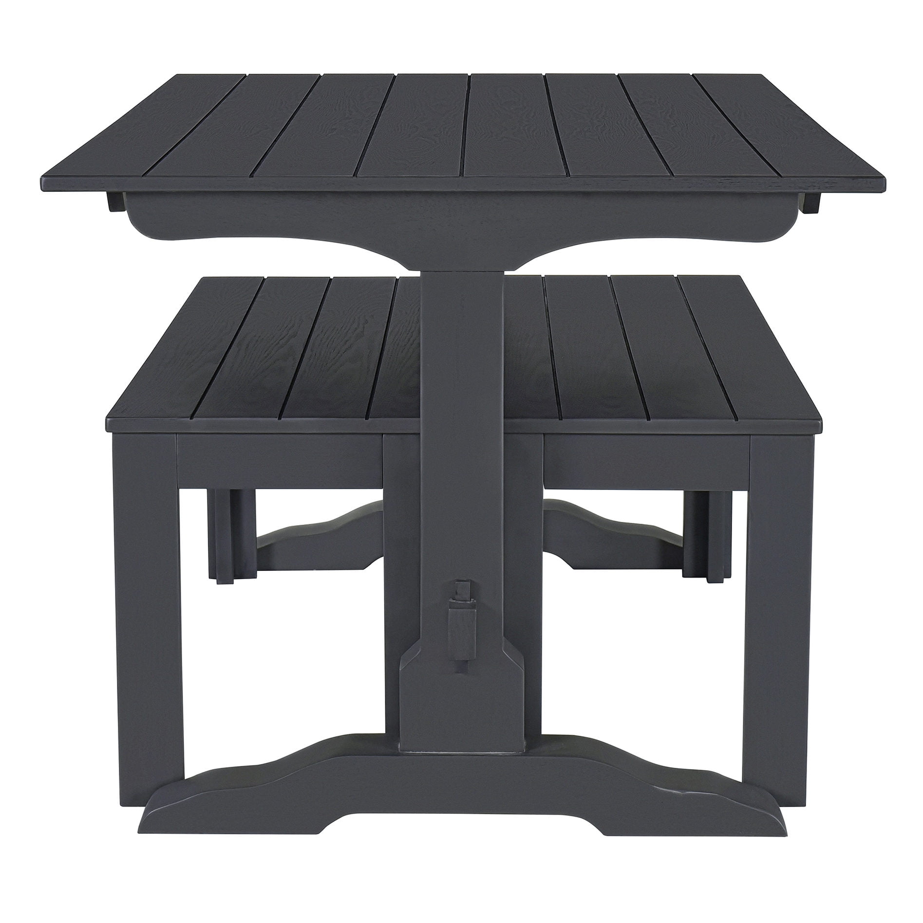 Rectangular Trestle Table Set+Wood Benches Design”-“Dining Room Decor ...