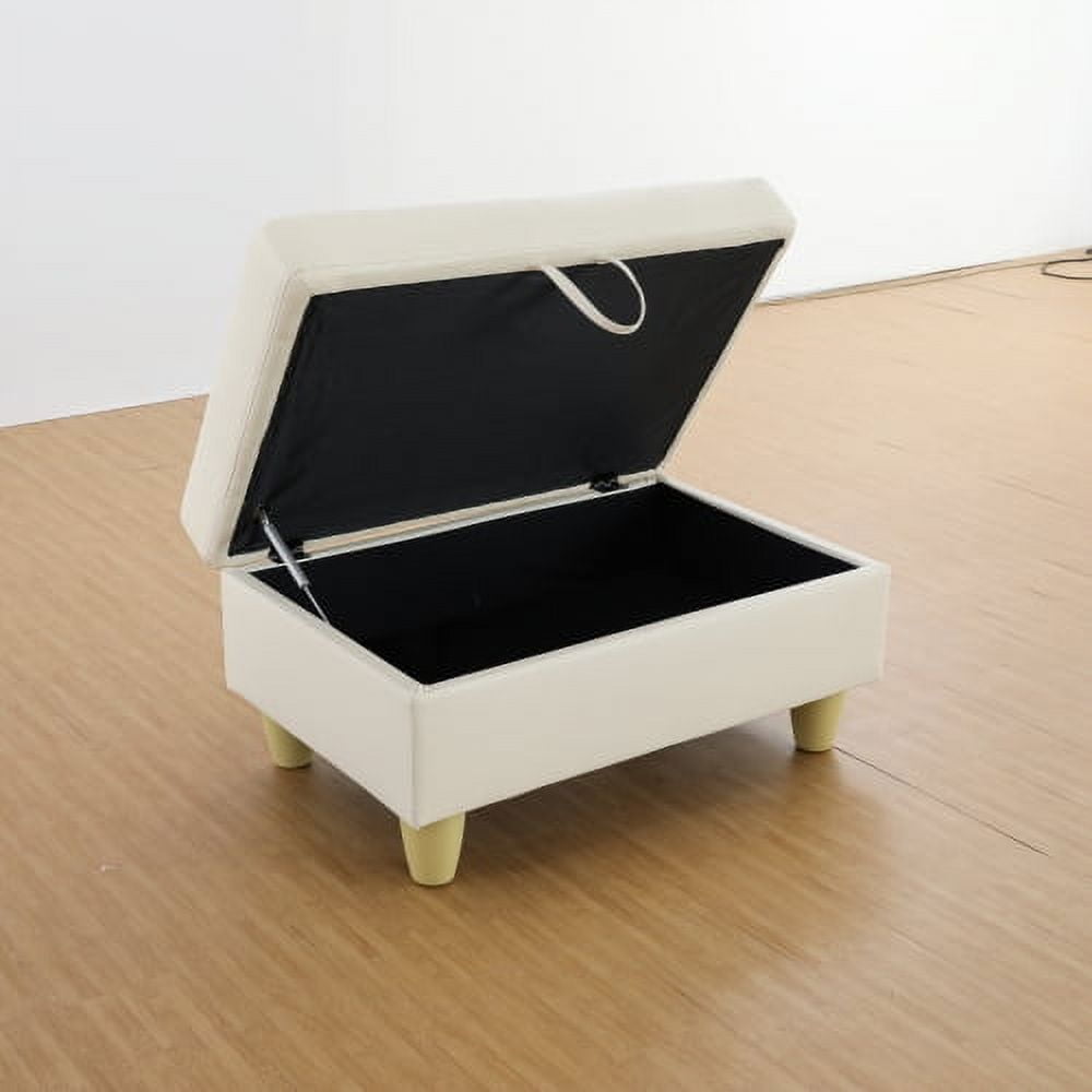 Rectangular Upholstered Ottoman With Storage And Liquid Rod,Tufted Faux ...