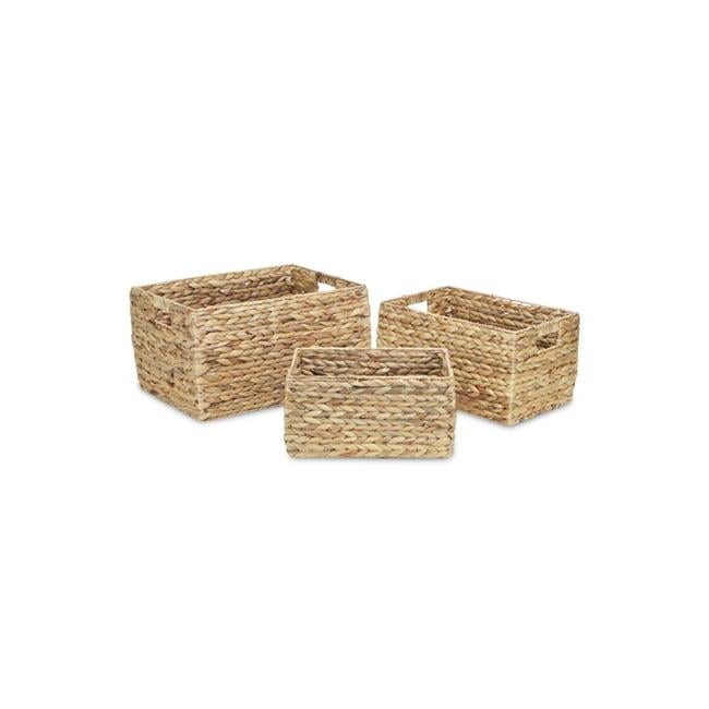 Rectangular Water Hyacinth Basket with Round Edge - Set of 3 - Walmart.com